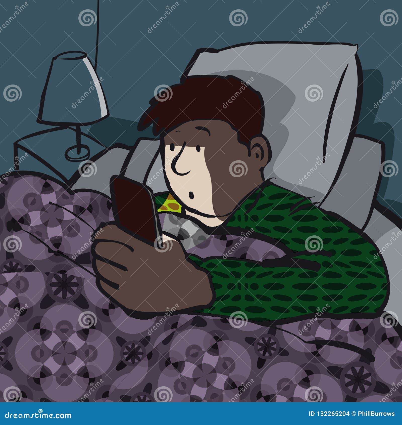 Teenager Using Smartphone Late at Night Stock Vector - Illustration of ...