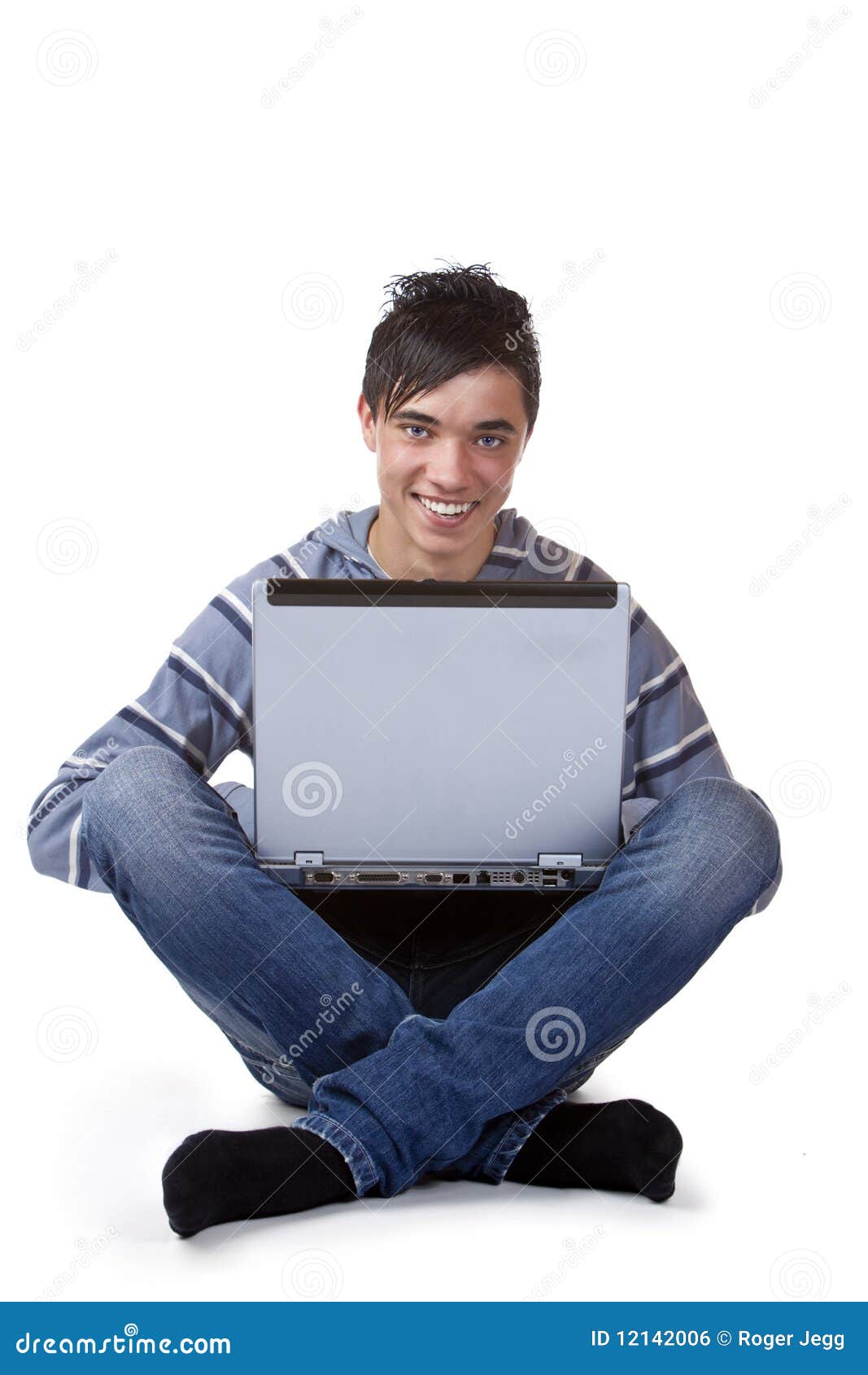 Teenager Working on Computer Laptop at Home Stock Photo - Image of ...