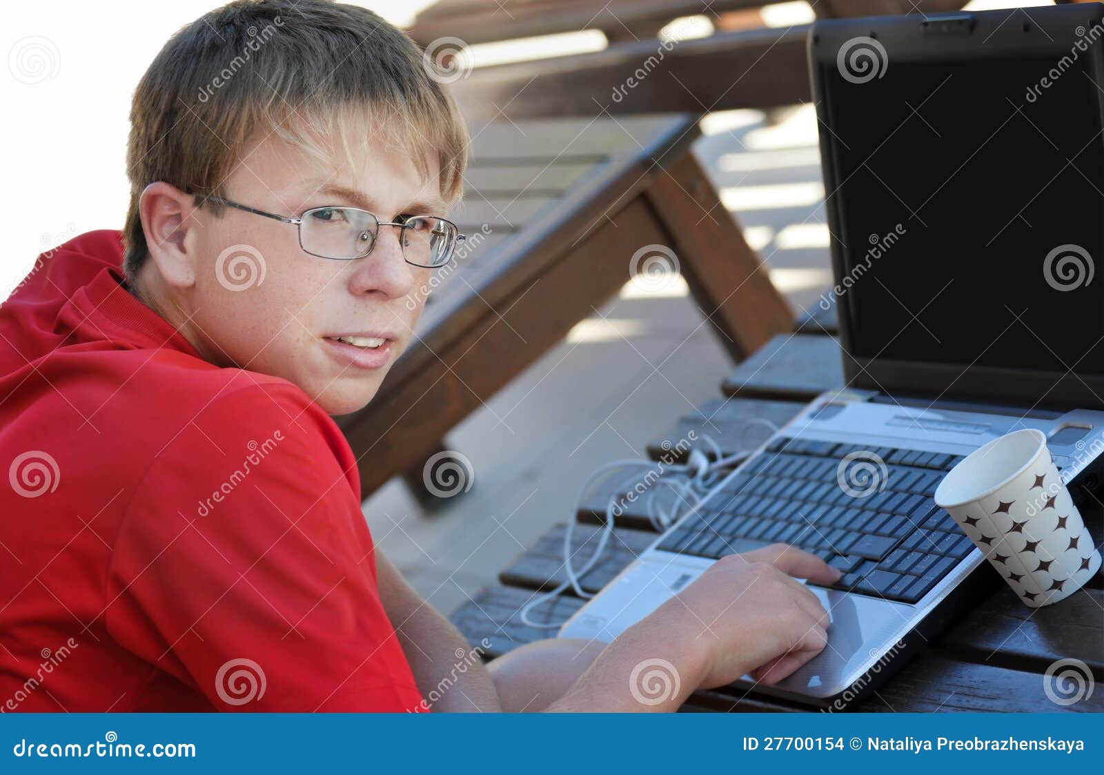 Teenager Works for the Computer Stock Photo - Image of people, think ...