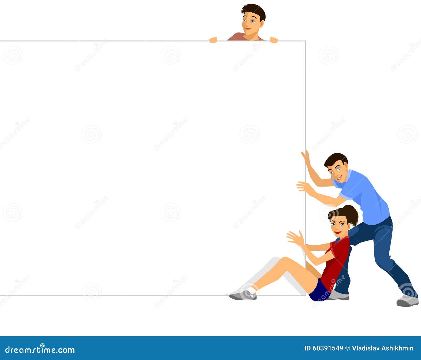 Teenagers with a banner stock vector. Illustration of person - 60391549