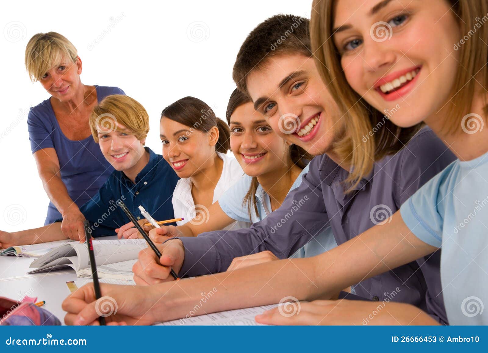 Teenagers in classroom stock image. Image of teenage - 26666453