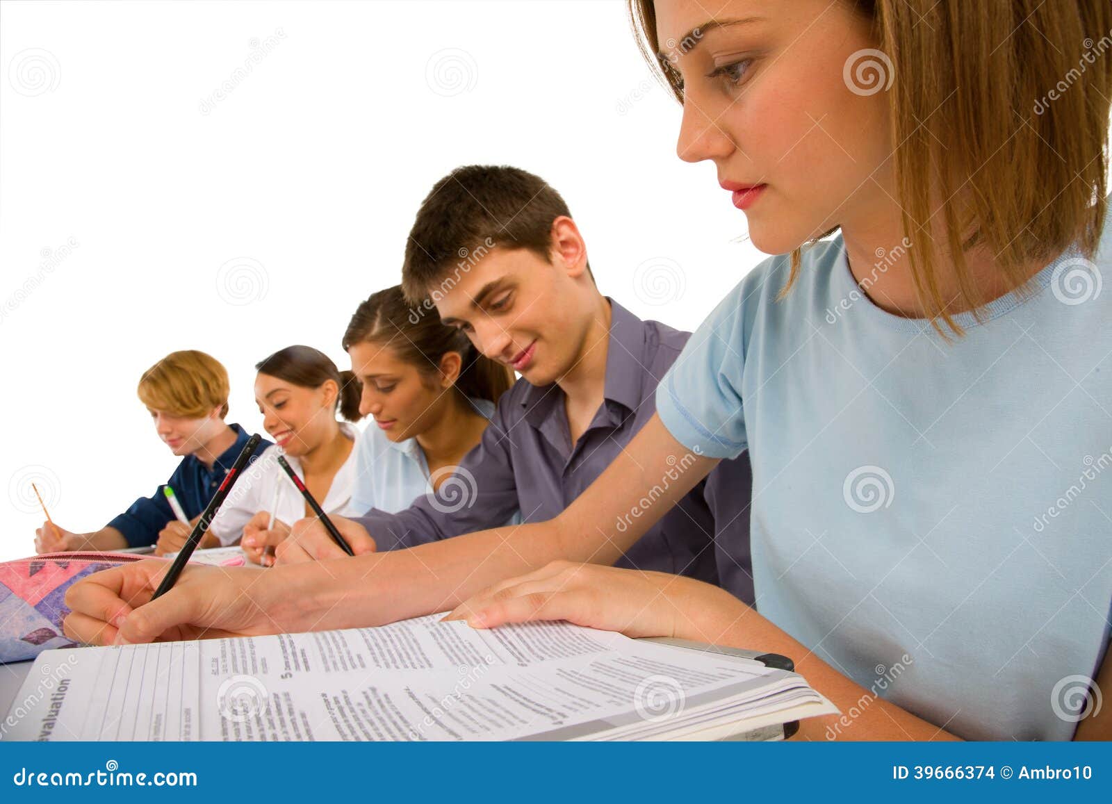 Teenagers in classroom stock photo. Image of indoor, exam - 39666374