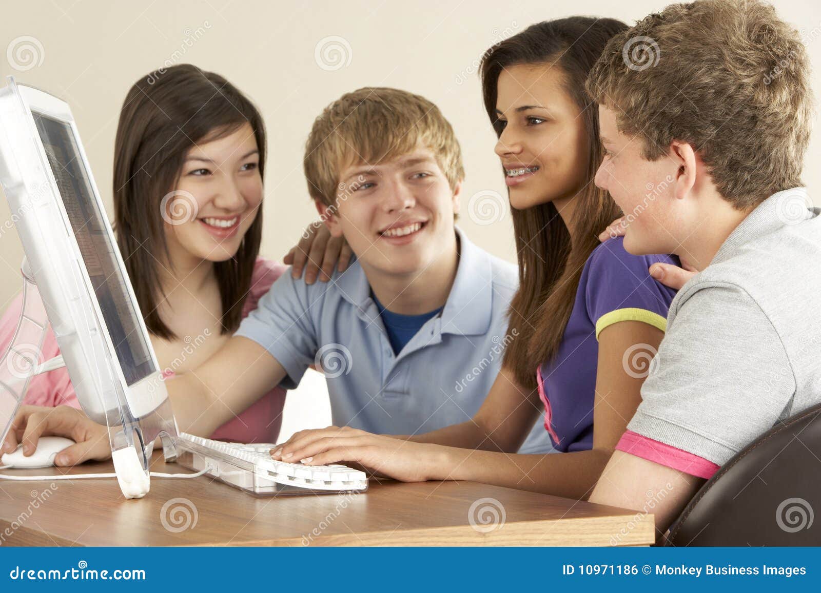 Teenagers on Computer at Home Stock Photo - Image of homework, studying ...