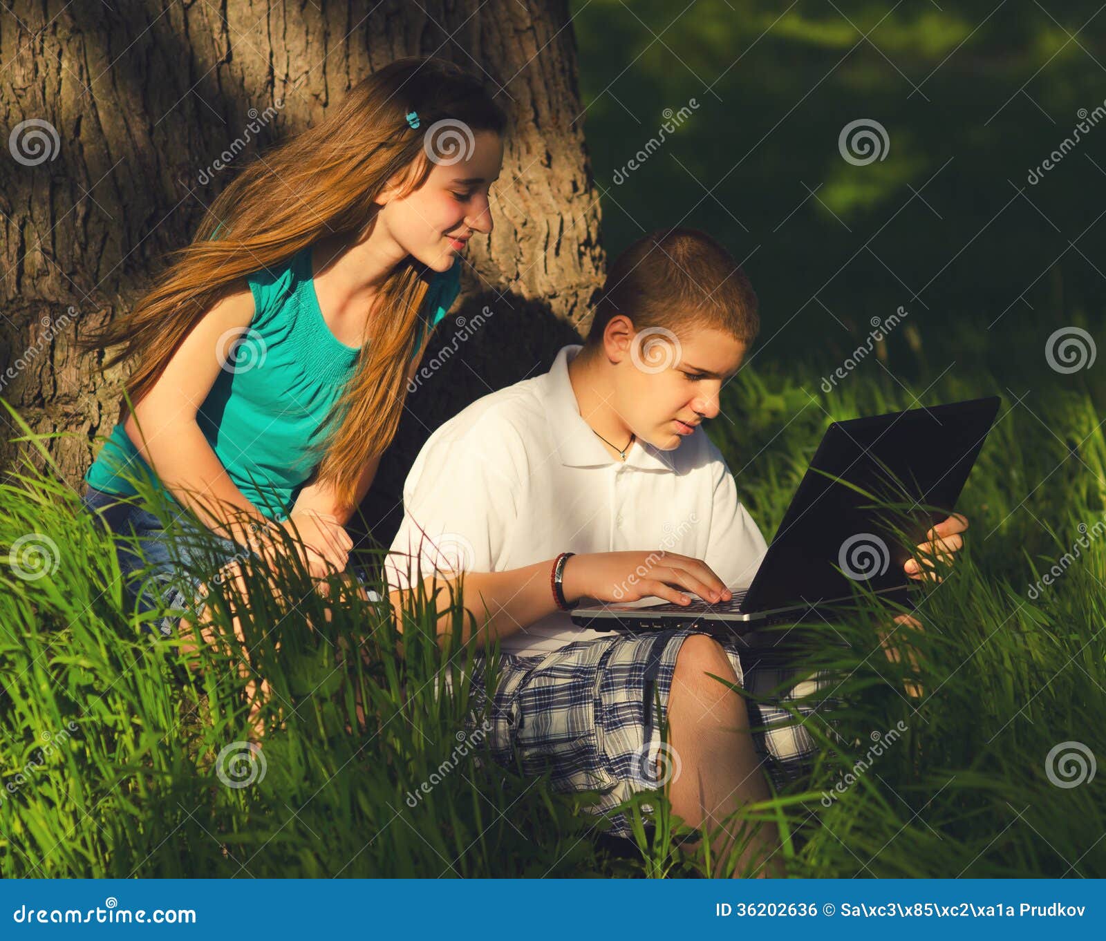 Teenagers Having Fun in the Nature Stock Photo - Image of green ...