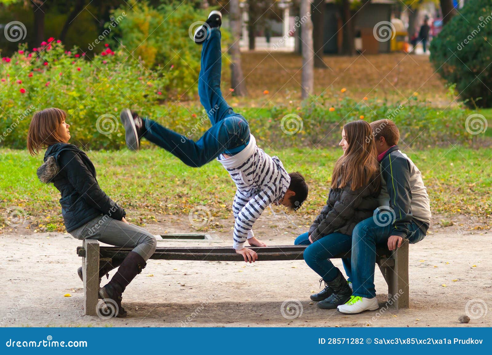 Teenagers Having Fun in the Park Stock Photo - Image of females, four ...