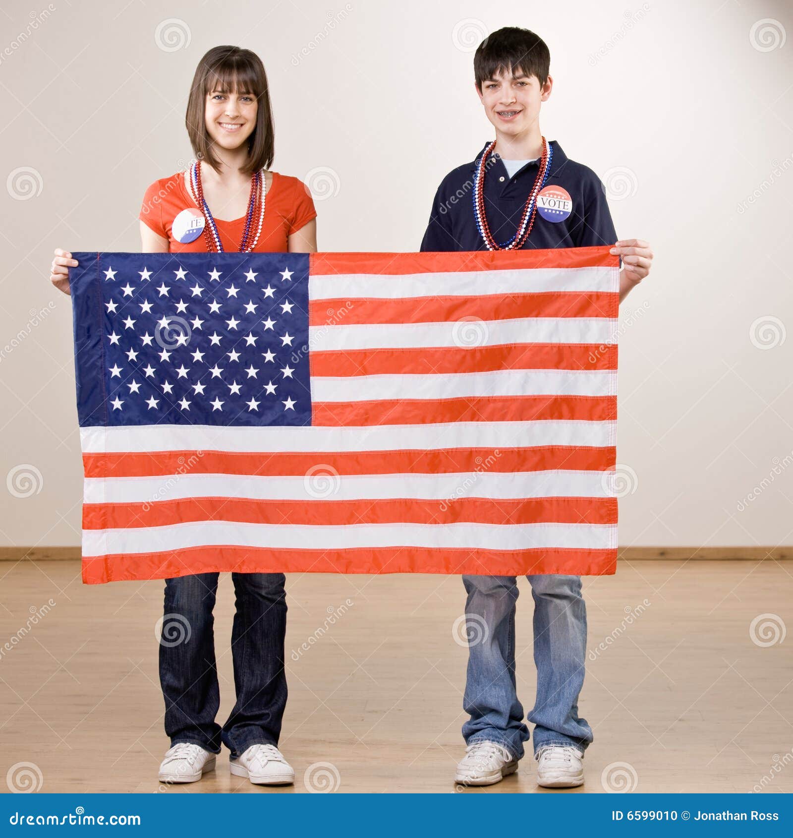 Teenagers Holding Up American Flag Stock Photo - Image of male ...