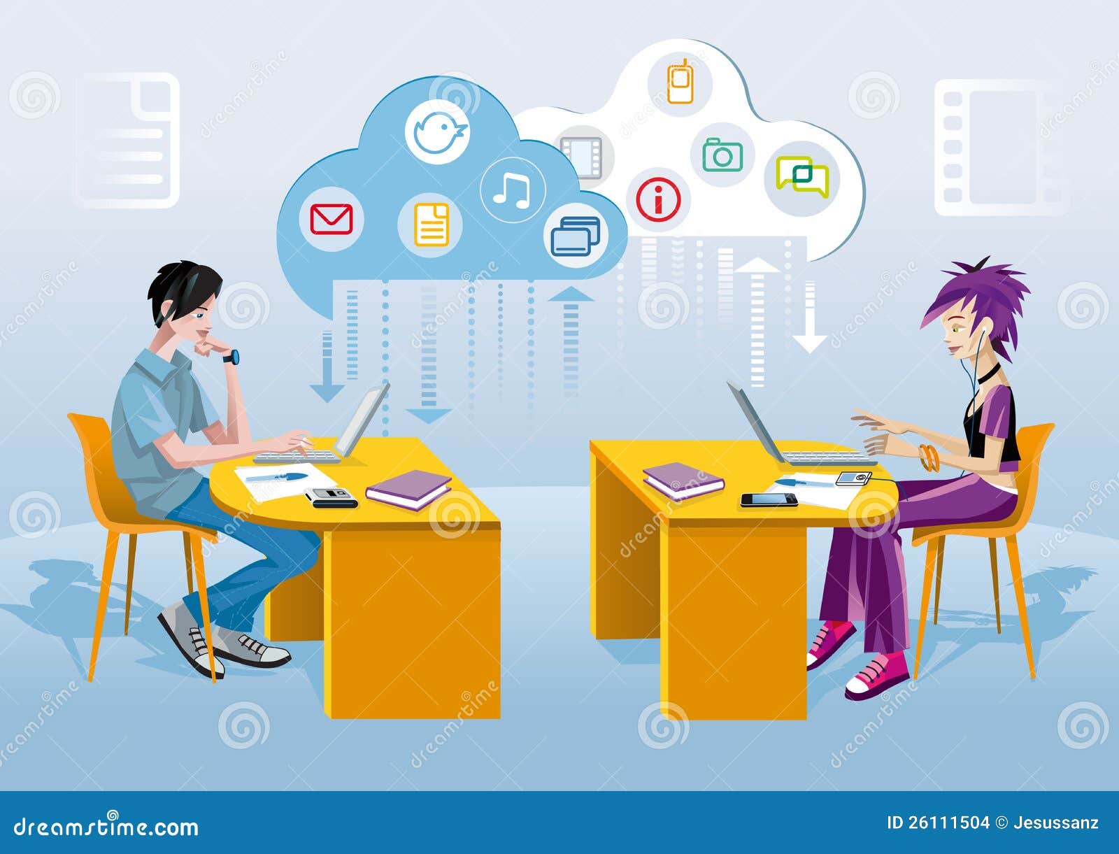 Teenagers and Internet stock vector. Illustration of internet - 26111504