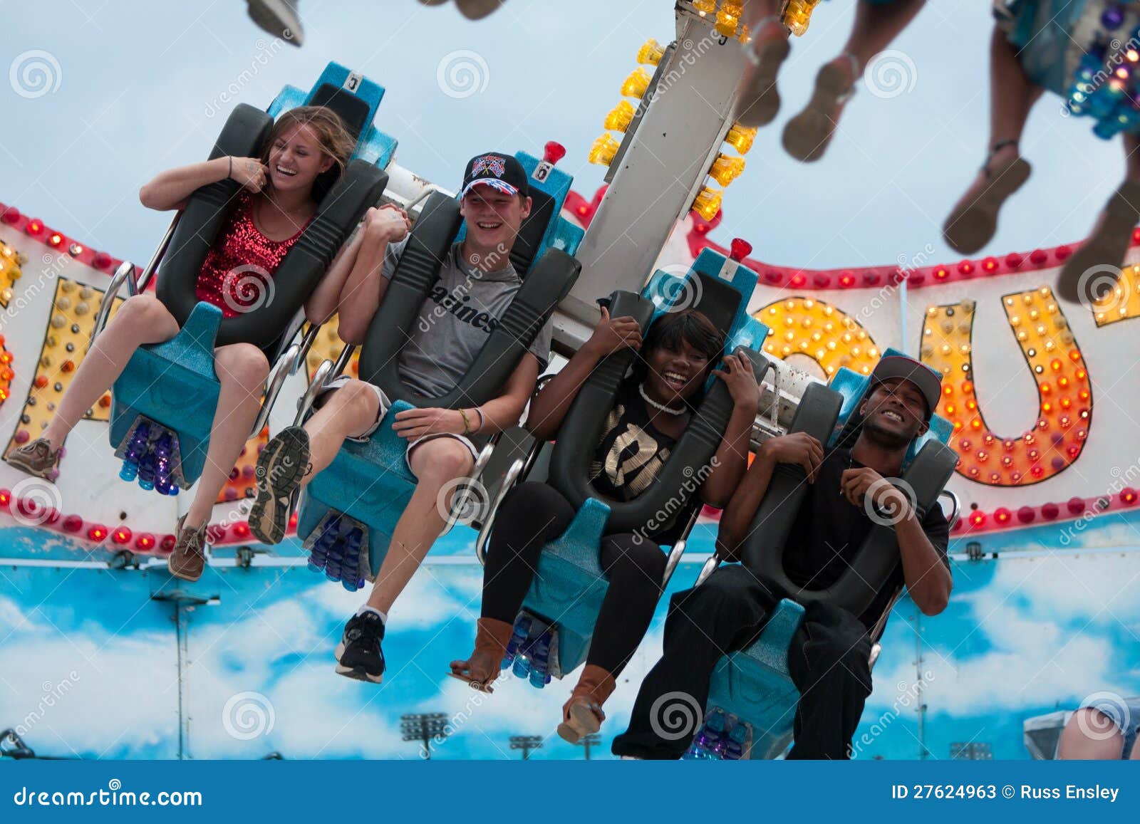 Teenagers Laugh on a Scary Carnival Ride Editorial Stock Photo - Image ...