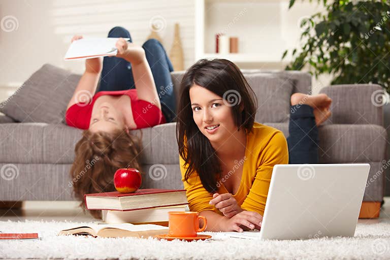Teenagers learning at home stock photo. Image of band - 12882950
