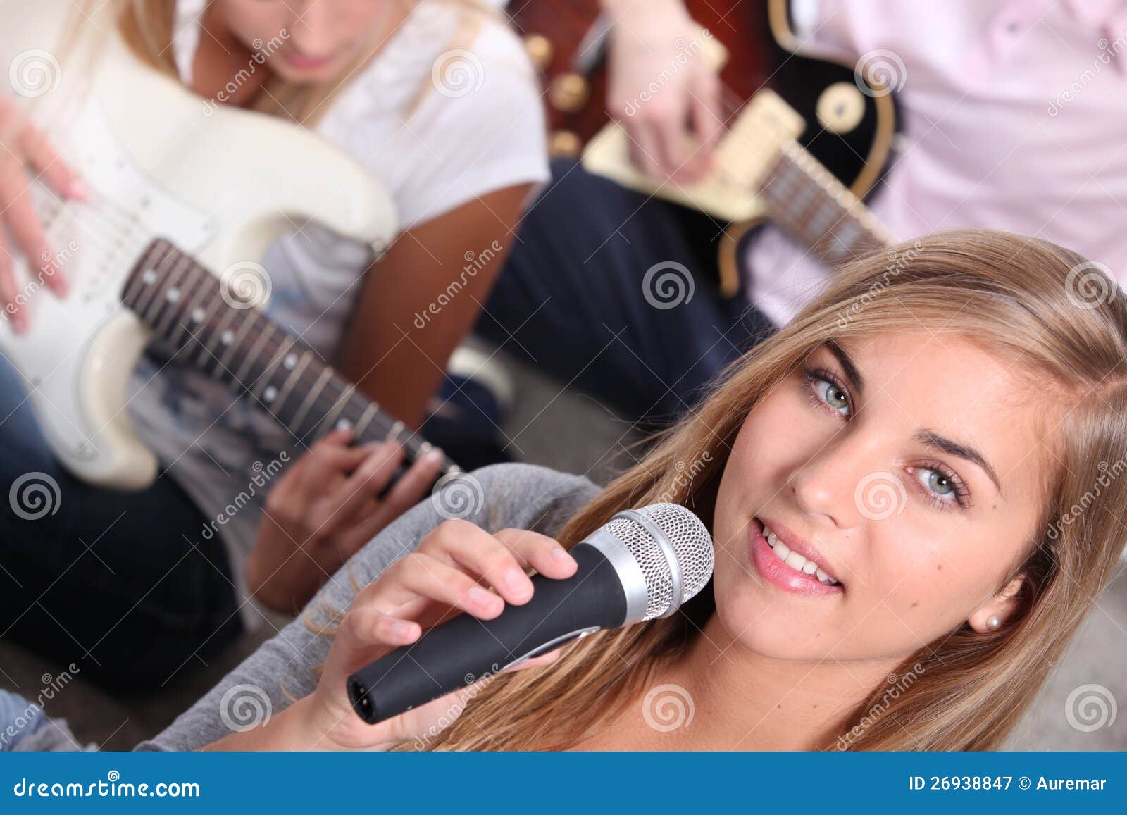Teenagers Playing Instruments Stock Image - Image of song, electric ...