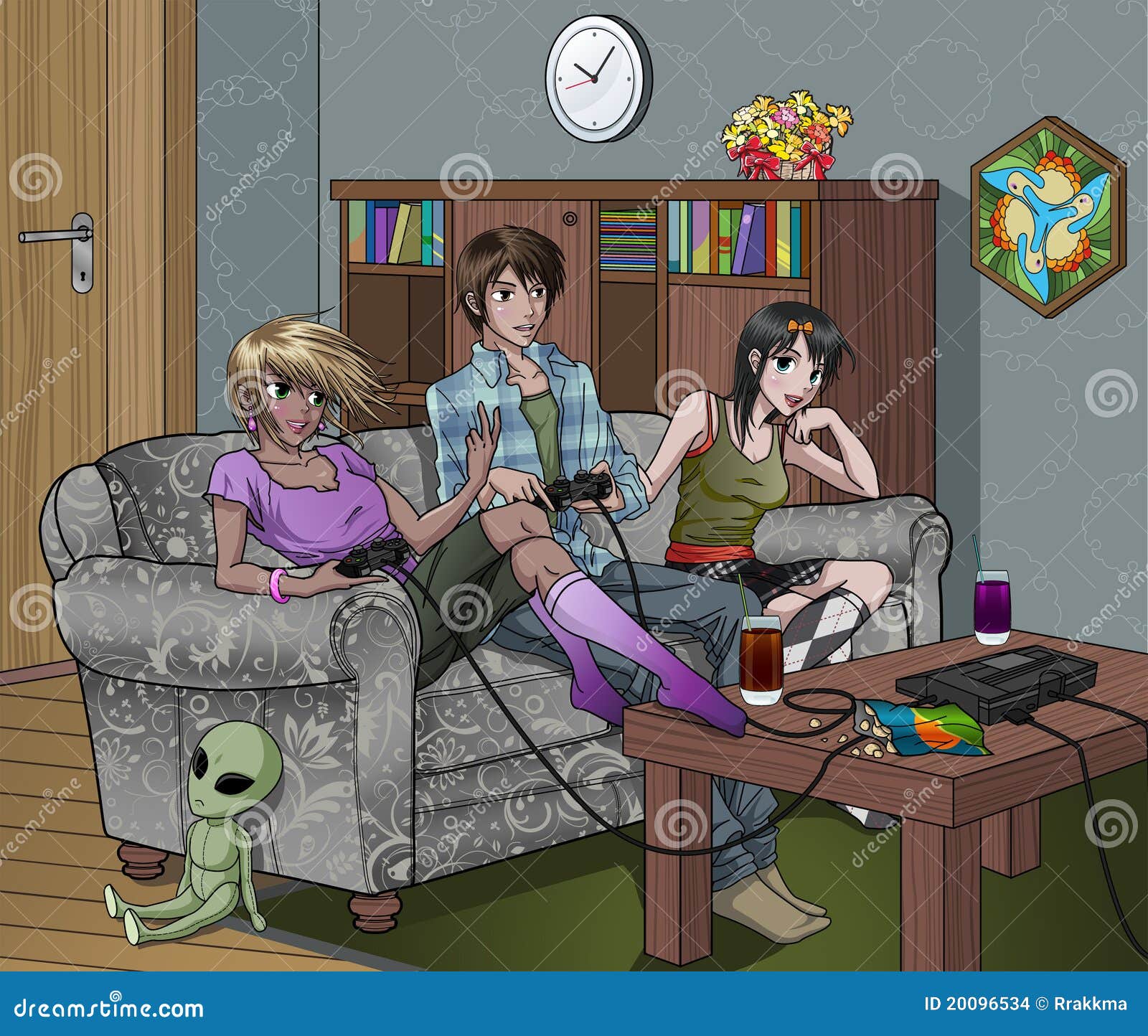 Teenagers Playing Video Games Stock Vector - Illustration of couch ...