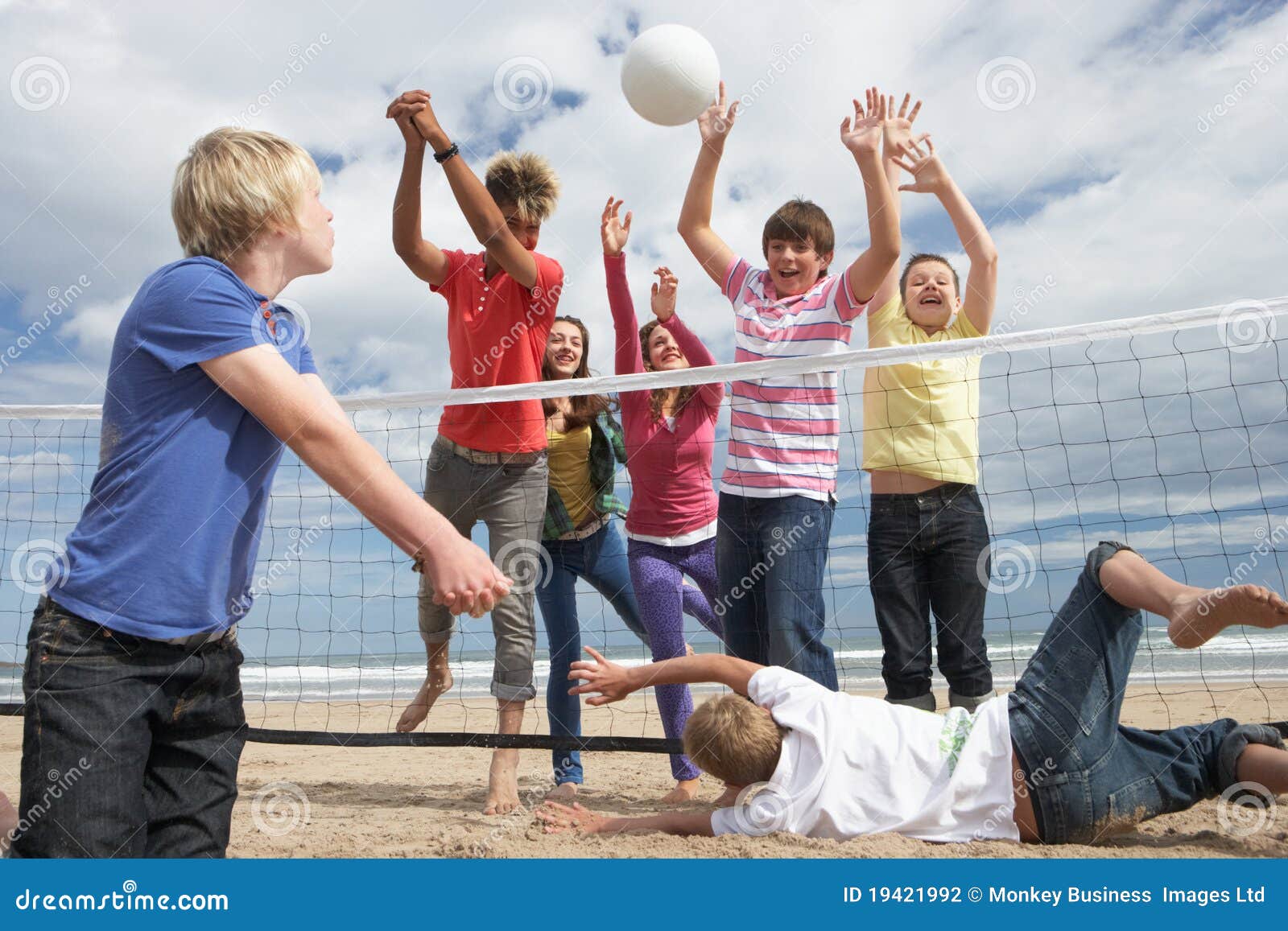 Teenagers Playing Baseball On Beach Stock Photography | CartoonDealer ...