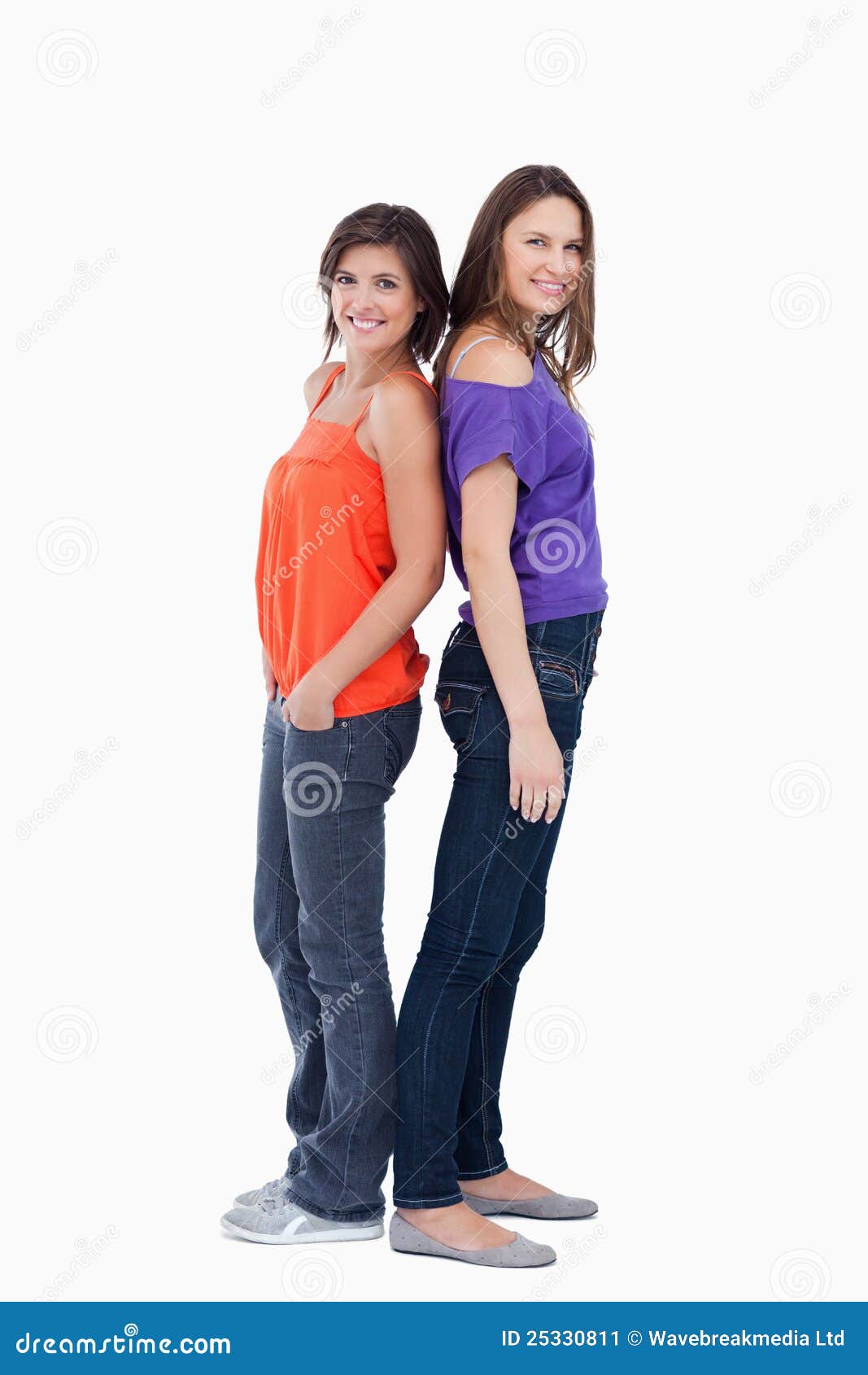 Teenagers Standing Back To Back Stock Image - Image of holding, relaxed ...