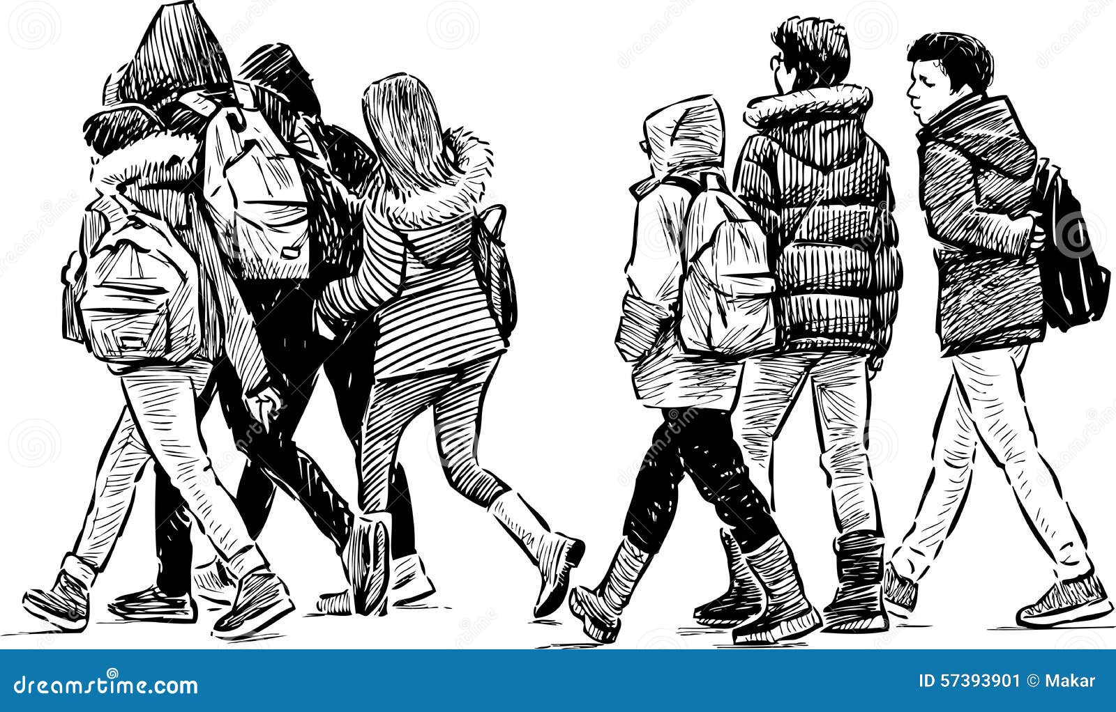 Teenagers on a stroll stock vector. Illustration of pair - 57393901