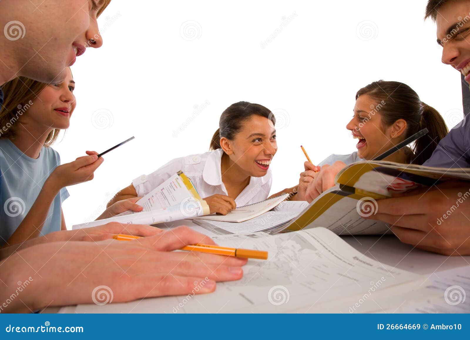 Teenagers Studying Together Stock Image - Image of group, indoor: 26664669
