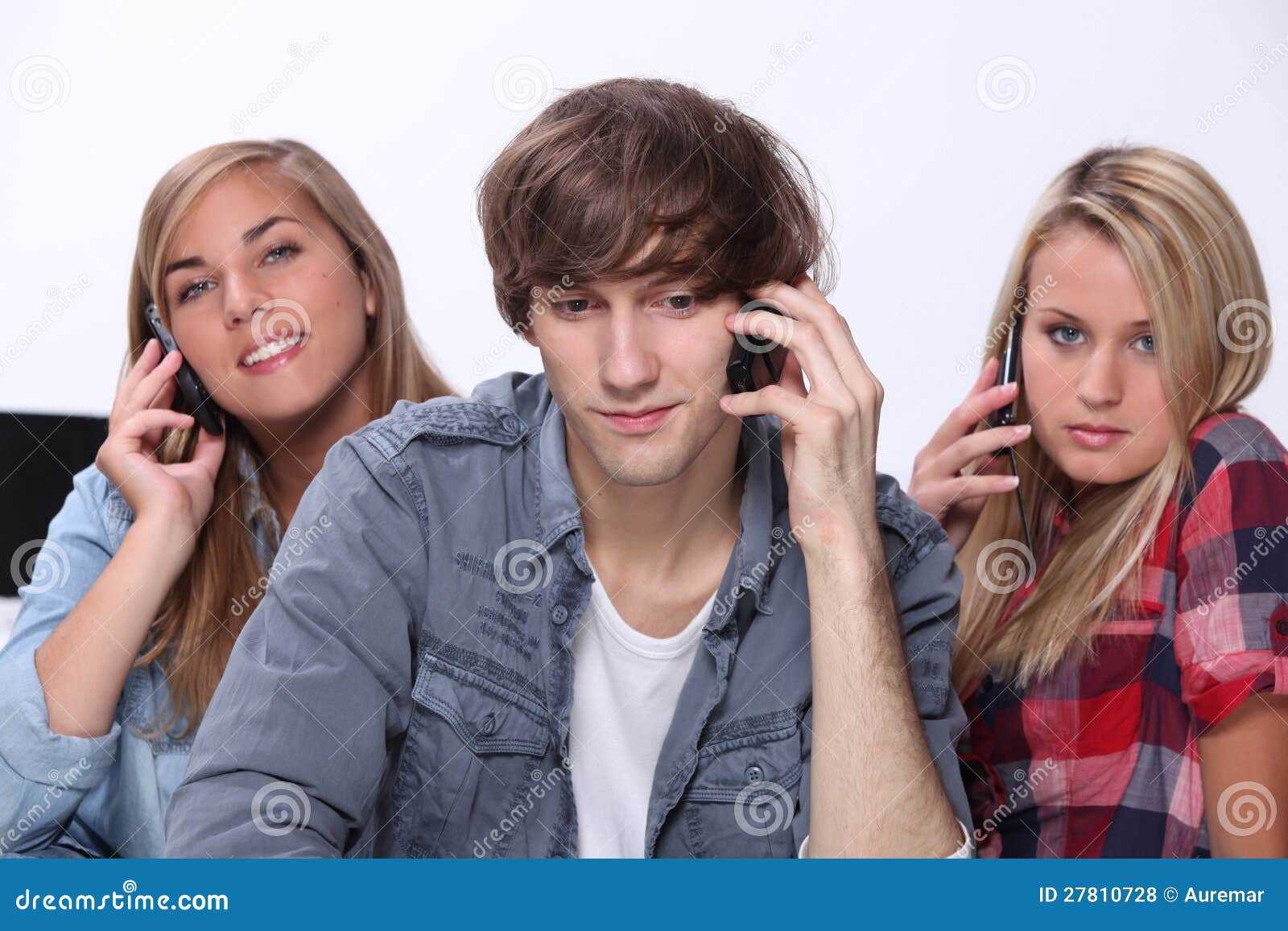 Teenagers Talking on Cellphones Stock Photo - Image of mobile ...