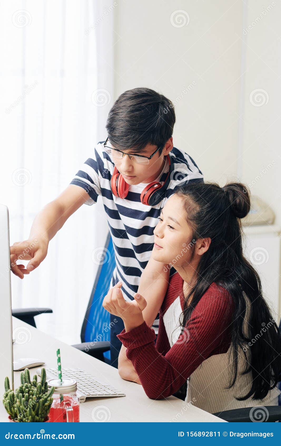 Teenagers Working on School Project Stock Image - Image of programming ...