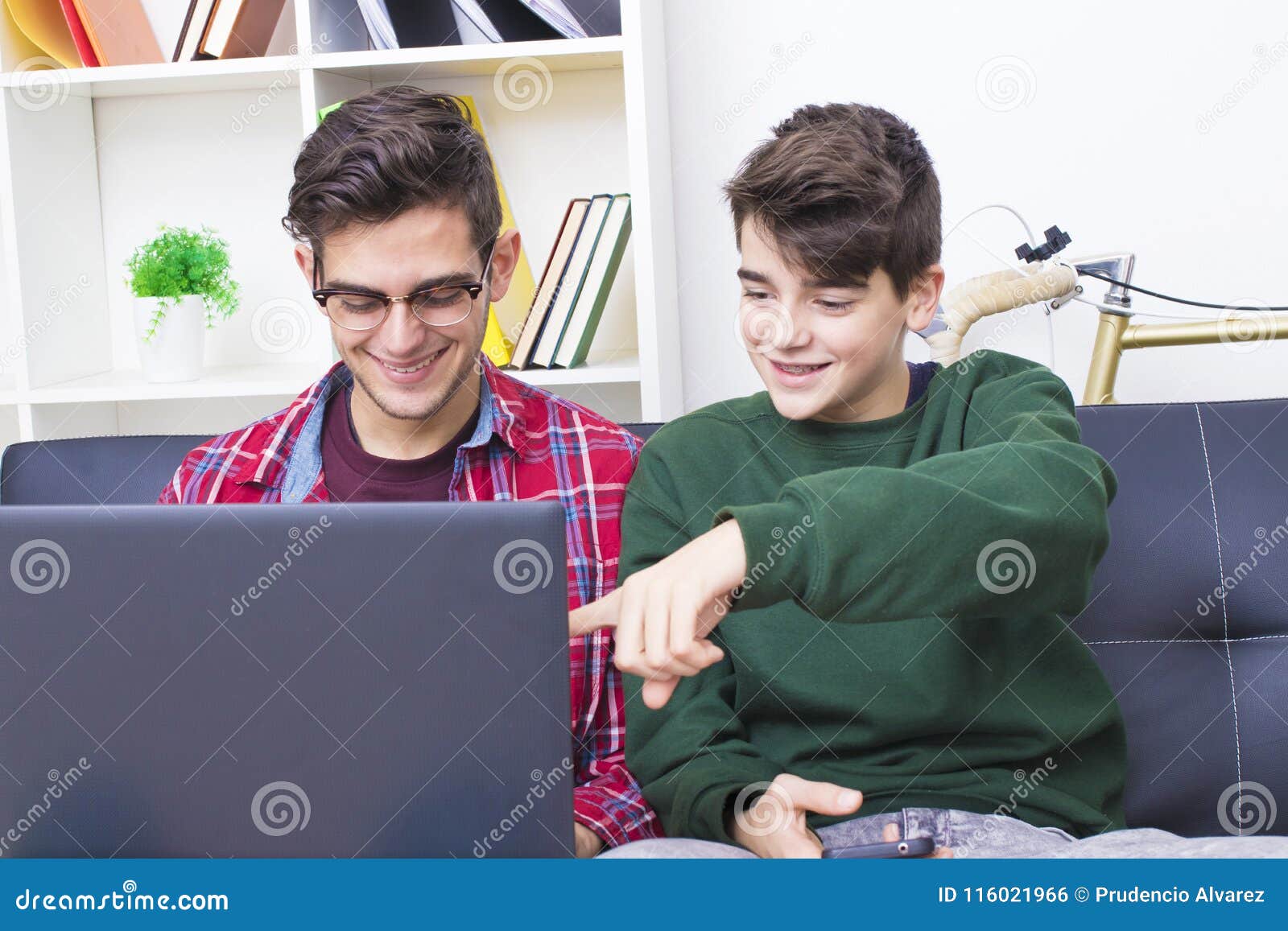 Teenagers Working or Studying with Computer Stock Photo - Image of ...