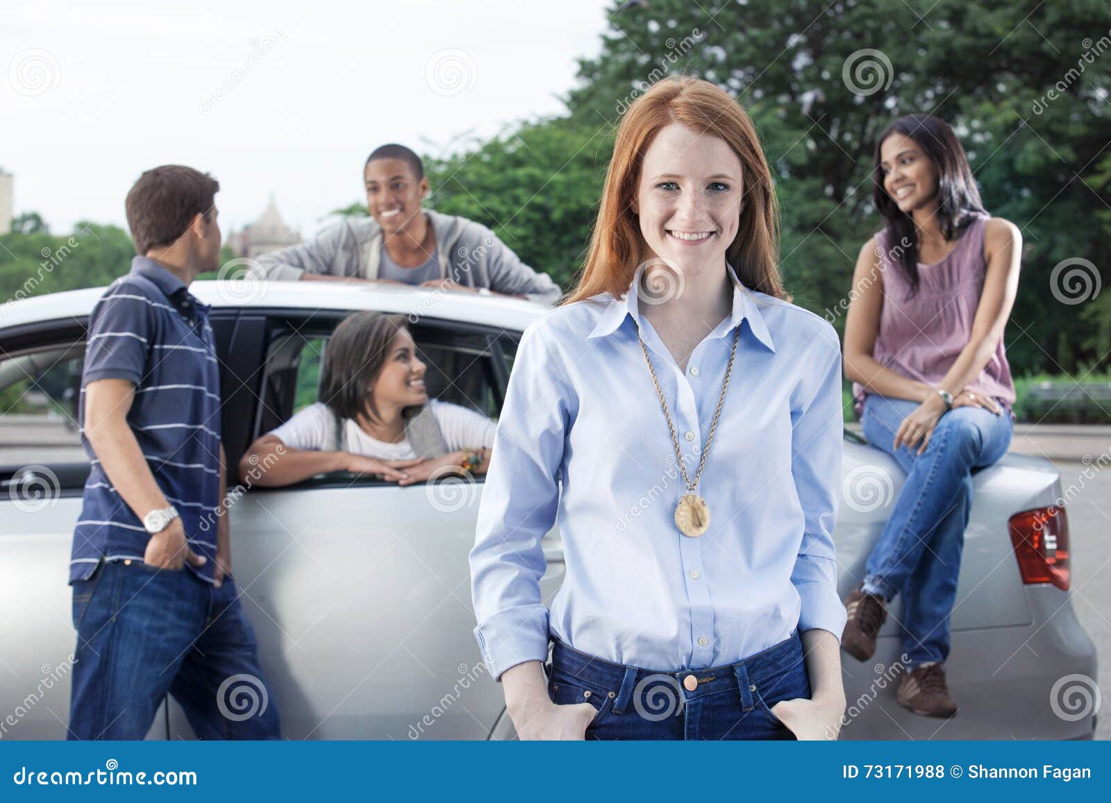 Teens with car stock photo. Image of optimistic, people - 73171988