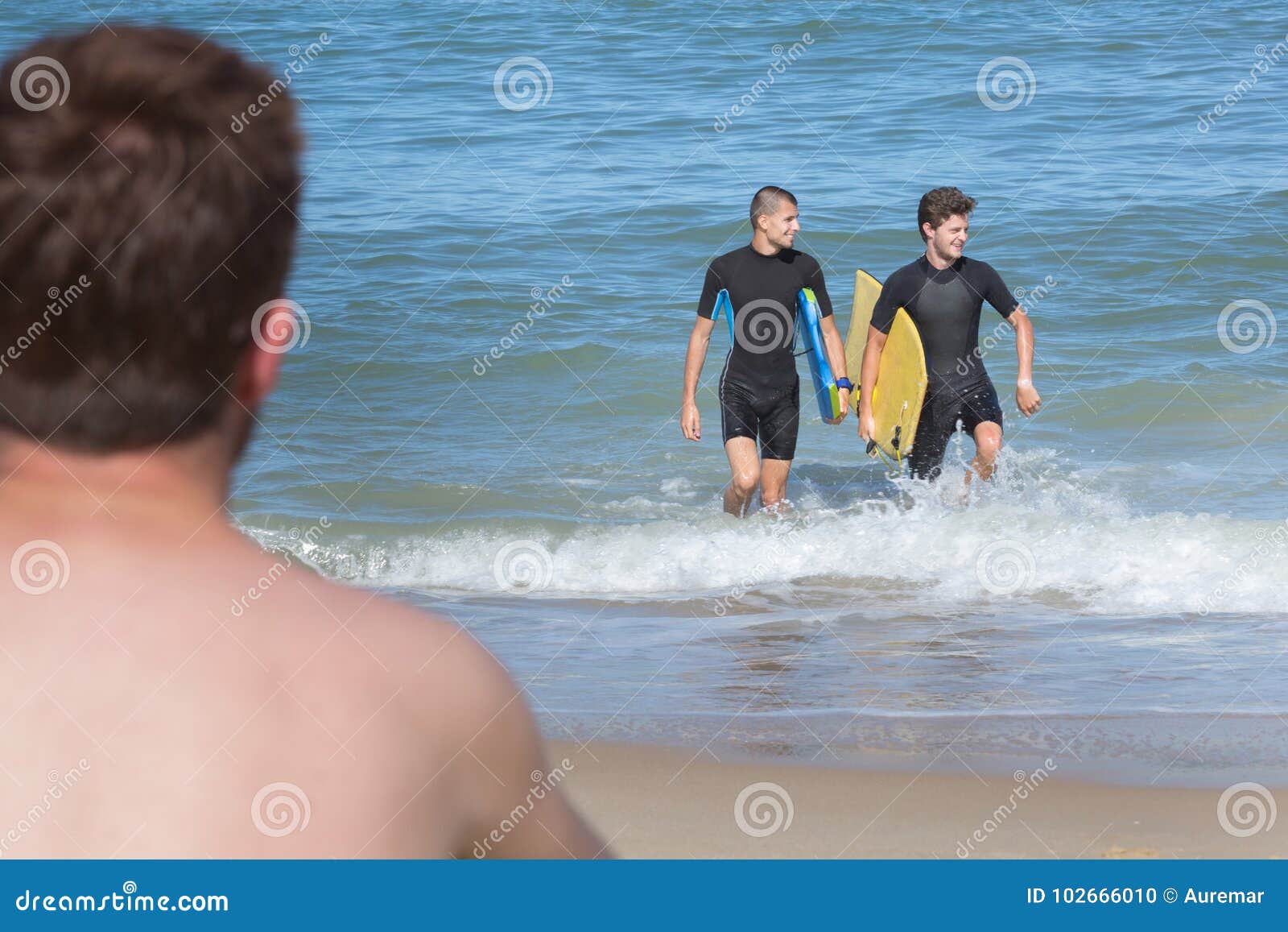 Teens Having Fun with Bodyboard at Beach Stock Photo - Image of body ...