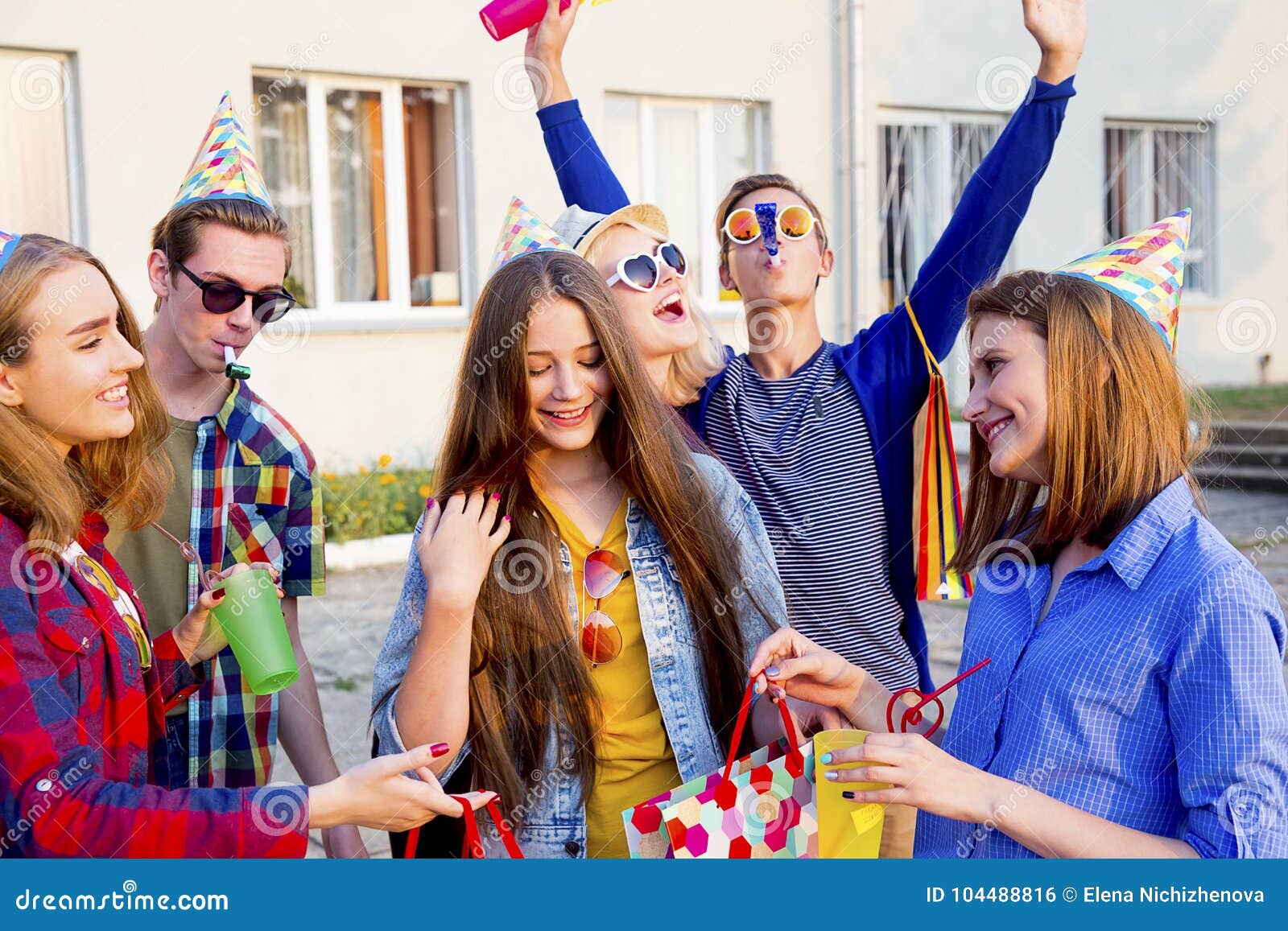 Teens having a party stock photo. Image of education - 104488816