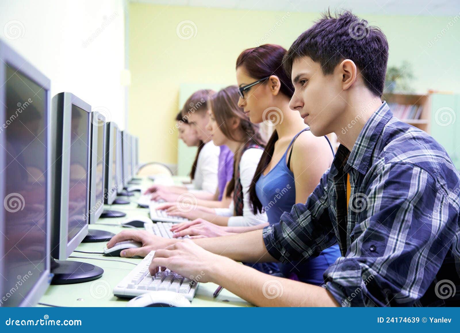 Teens in internet-cafe stock image. Image of friendship - 24174639