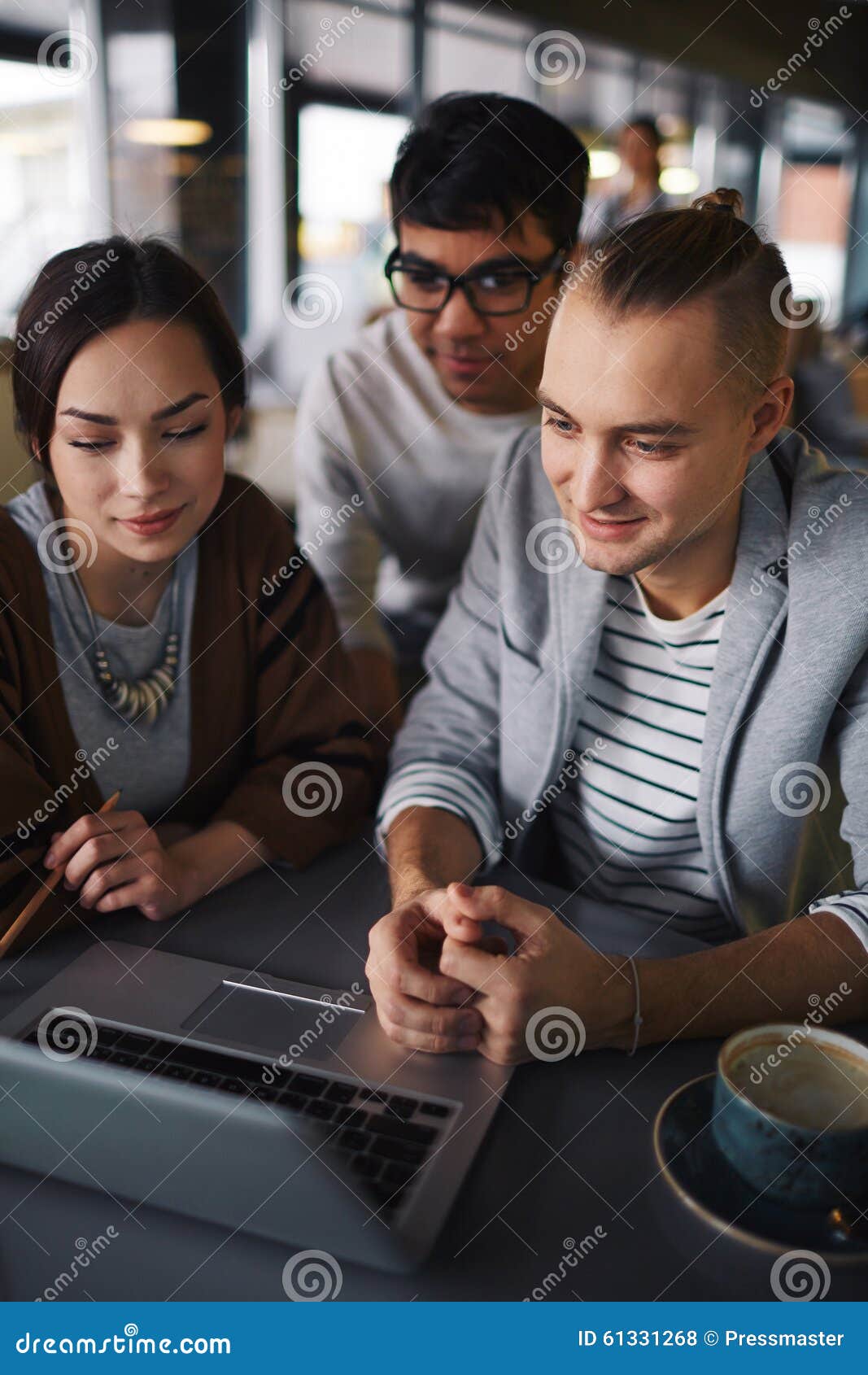 Teens with laptop stock photo. Image of gadget, working - 61331268