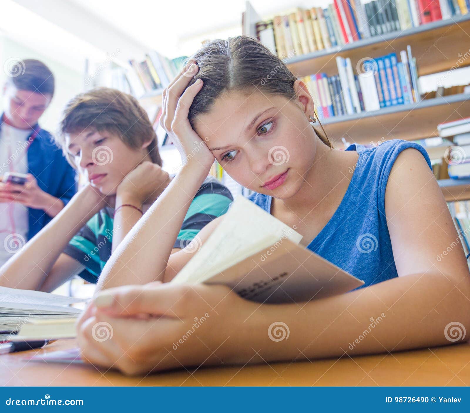 Teens in library stock photo. Image of lecture, girl - 98726490