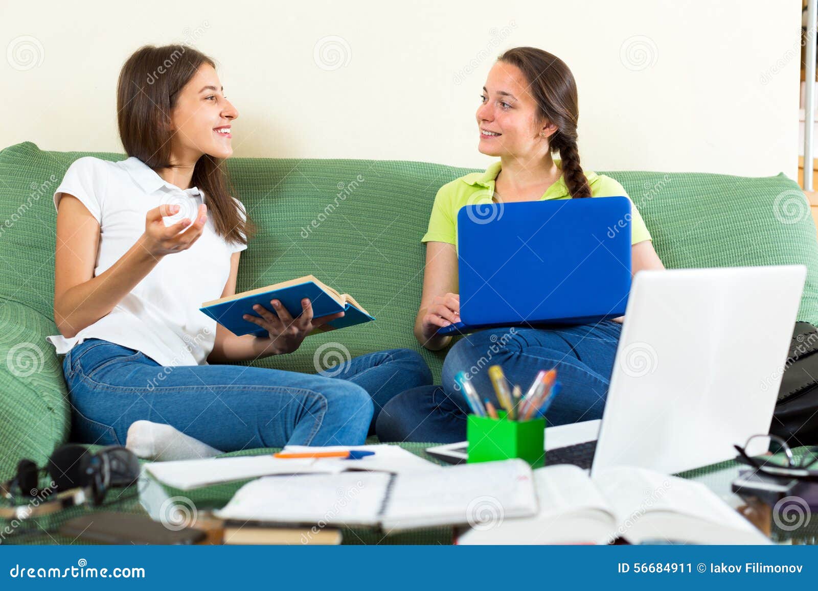 Teens preparing for school stock image. Image of sitting - 56684911
