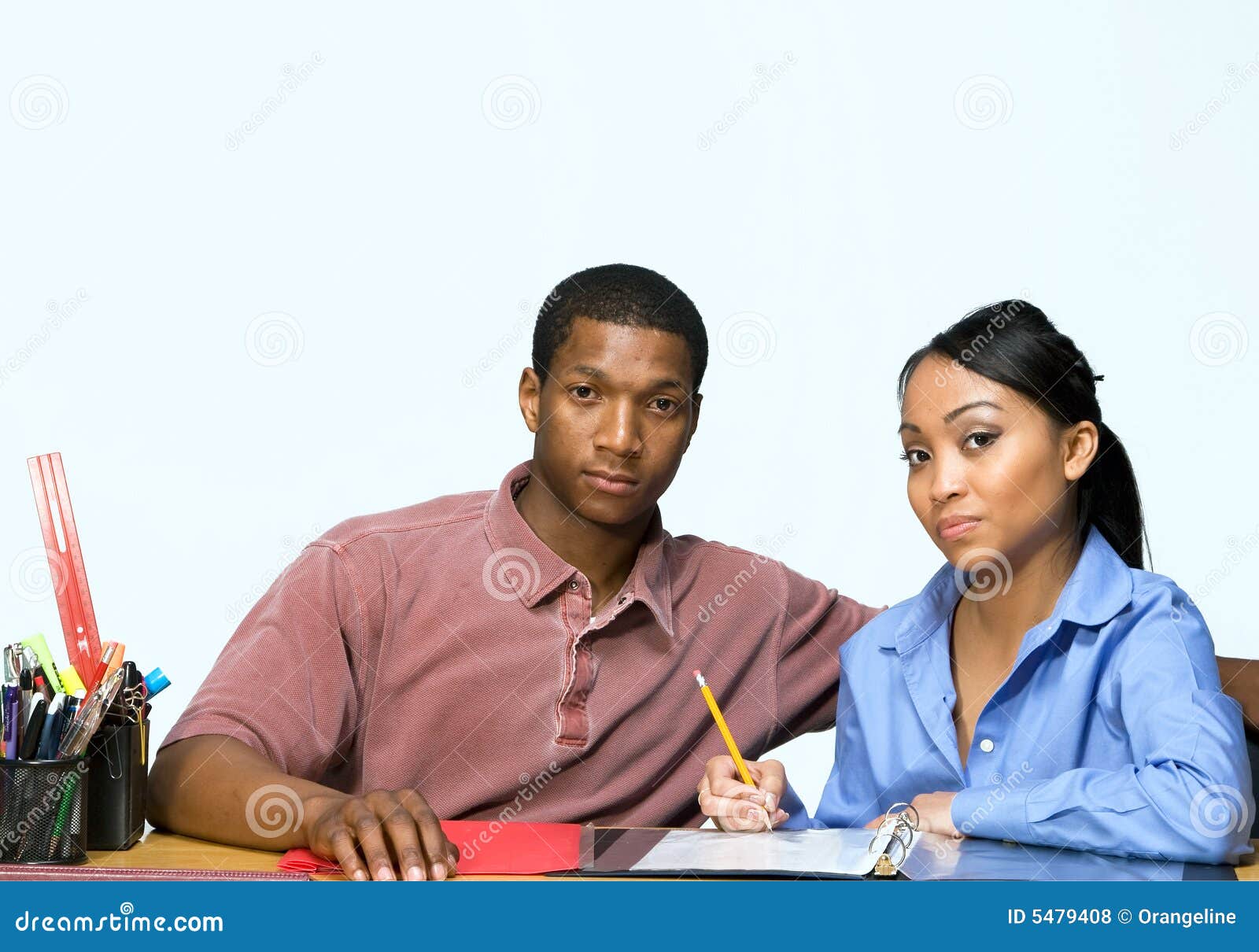 Teens Taking Notes - Horizontal Stock Photo - Image of files, folders ...