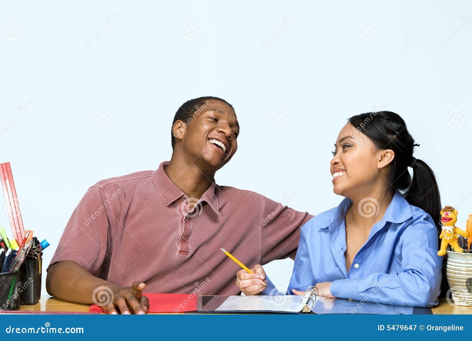 Teens Taking Notes - Horizontal Stock Image - Image of files, cheerful ...