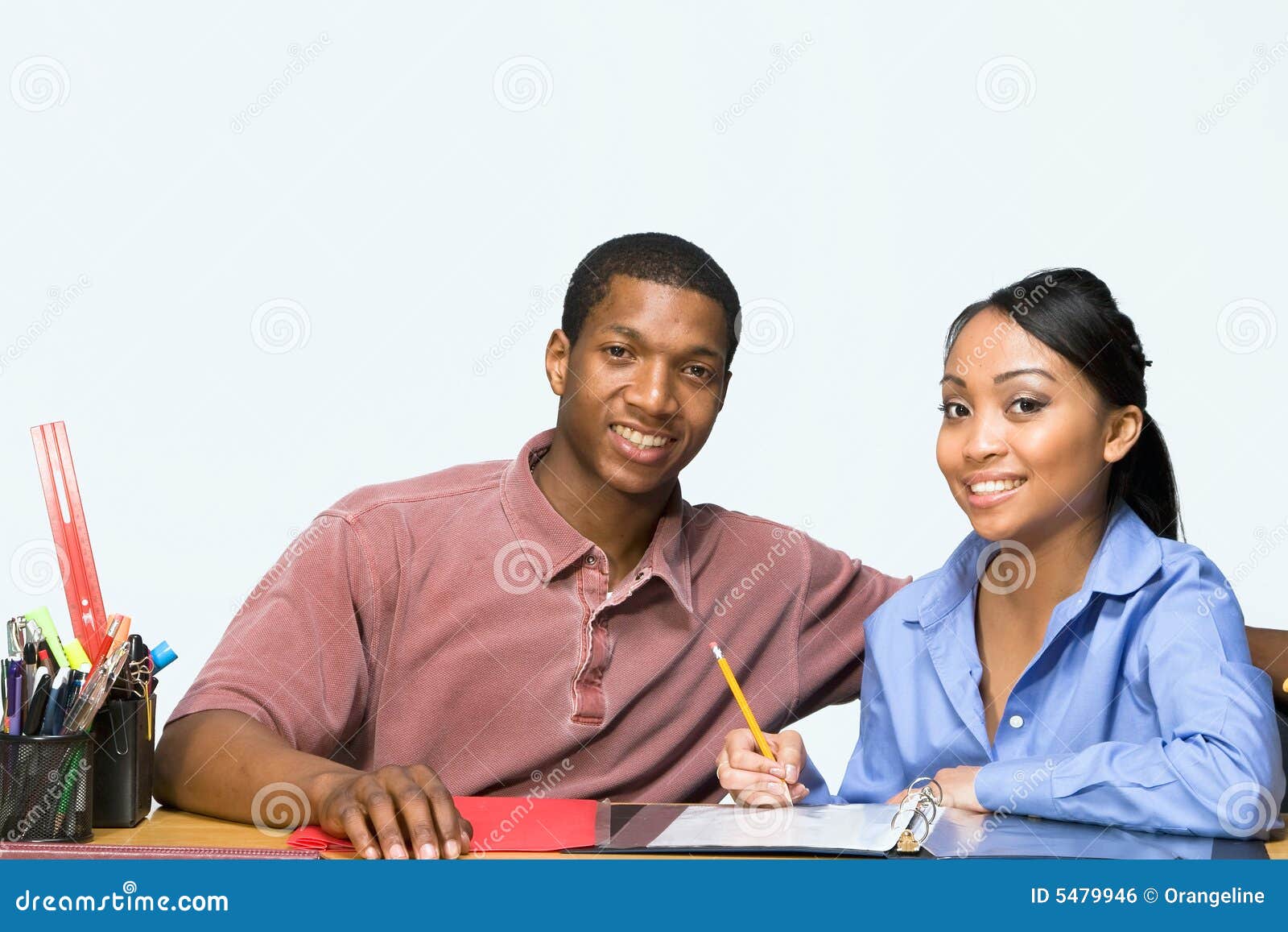 Teens Taking Notes - Horizontal Stock Photo - Image of files, smiling ...