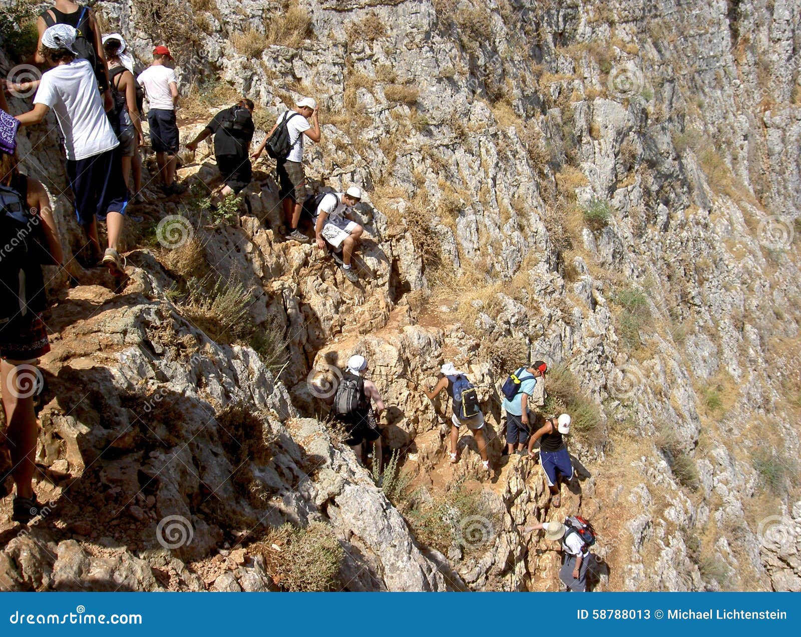 Teens Trekking Down a Mountain Editorial Stock Photo - Image of ...