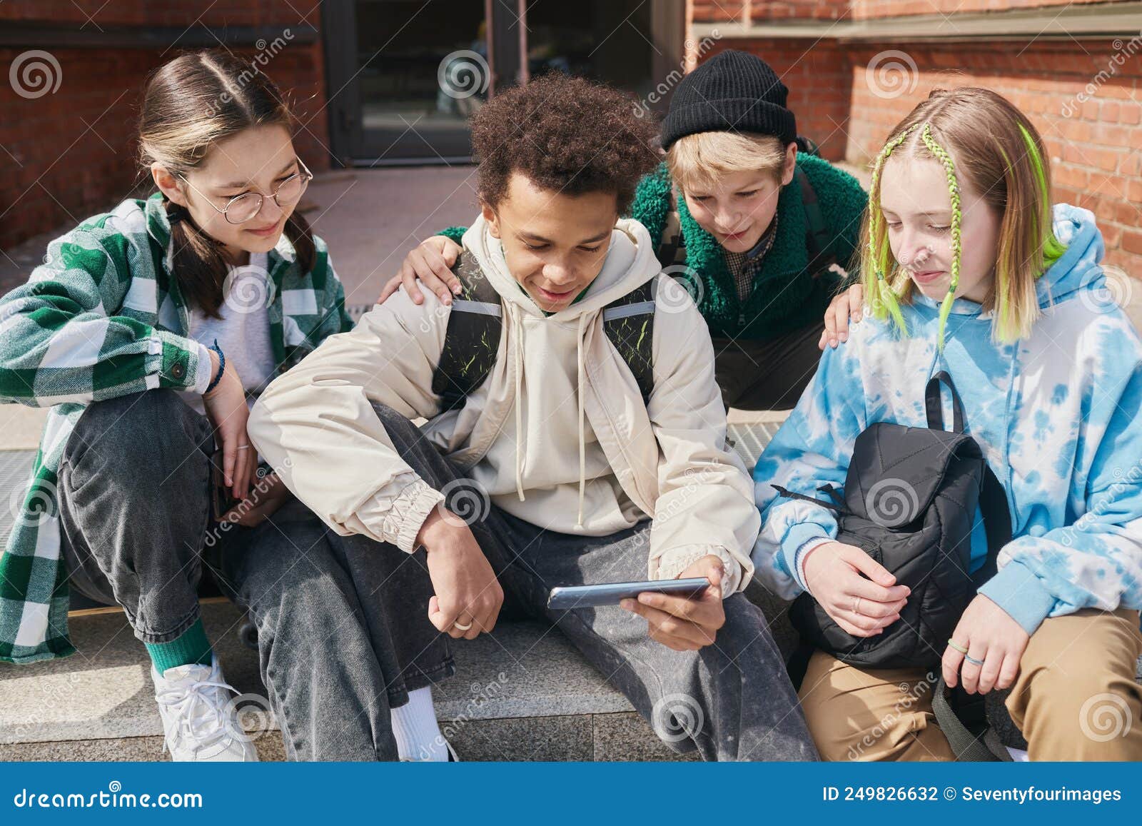 Teens Watching Video Content Together Stock Photo - Image of caucasian ...