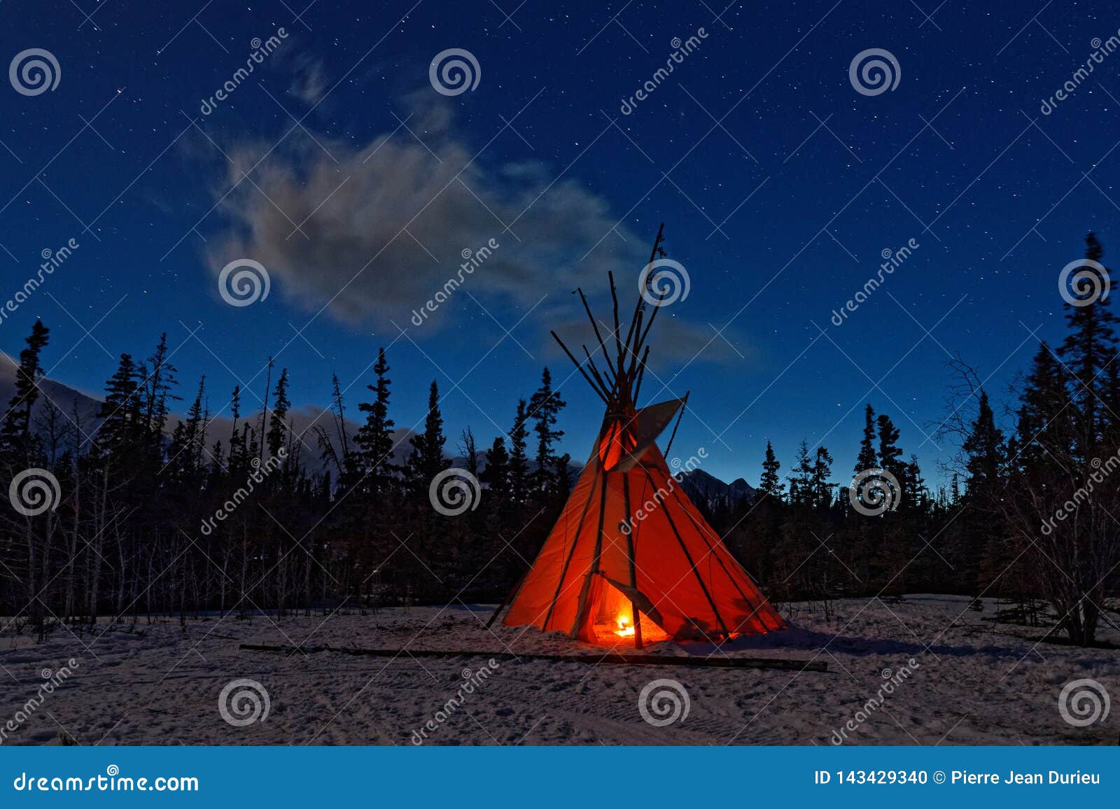 Teepee in the Forest at Night Stock Photo - Image of tipi, cold: 143429340