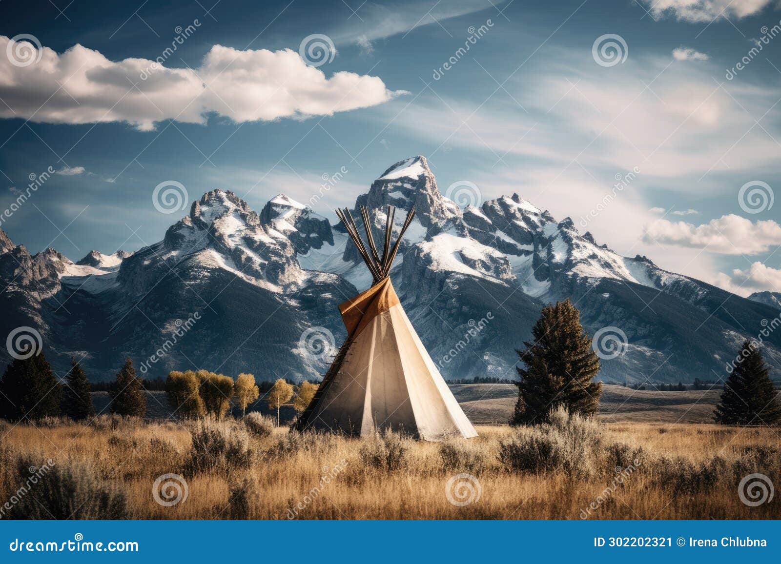 Teepee with Mountains in Background Stock Illustration - Illustration ...