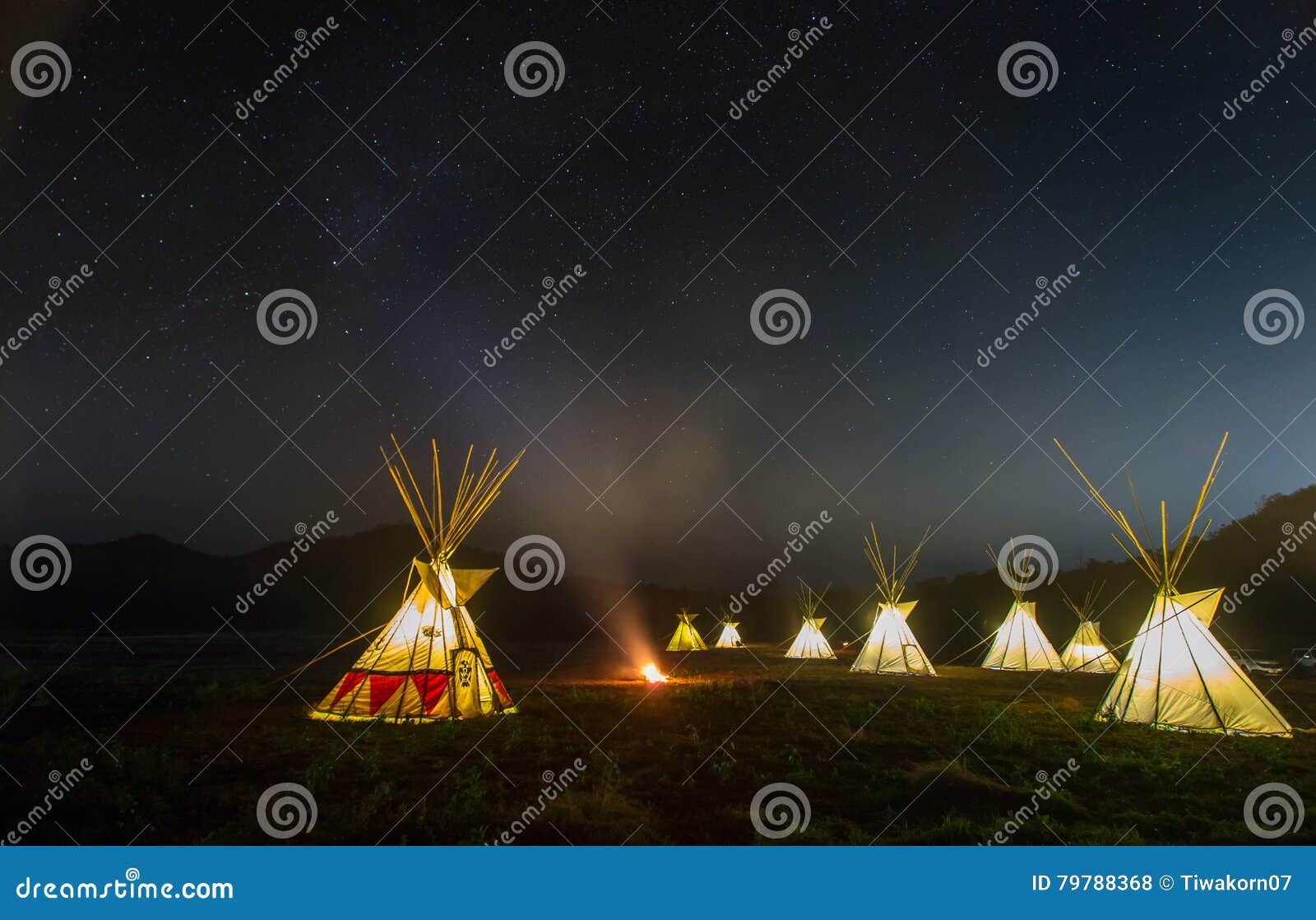 Teepee night stock photo. Image of america, native, park - 79788368