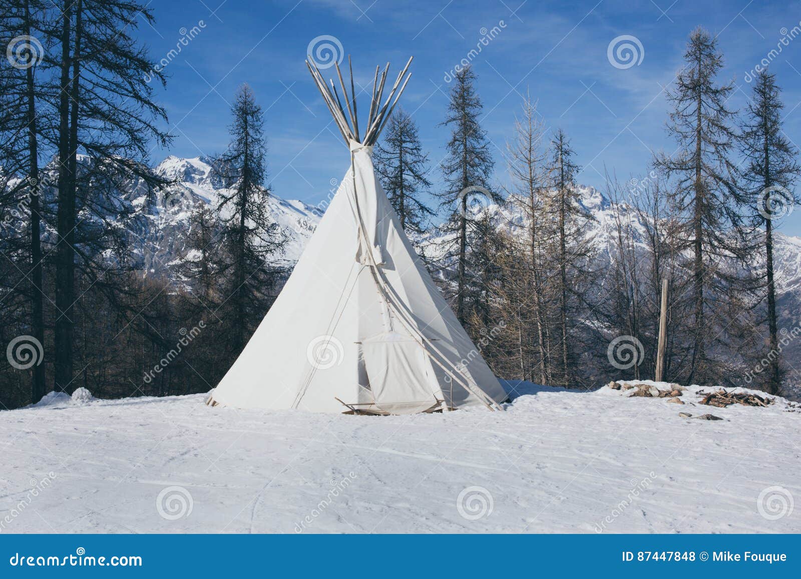 Teepee in the snow vintage stock photo. Image of winter - 87447848