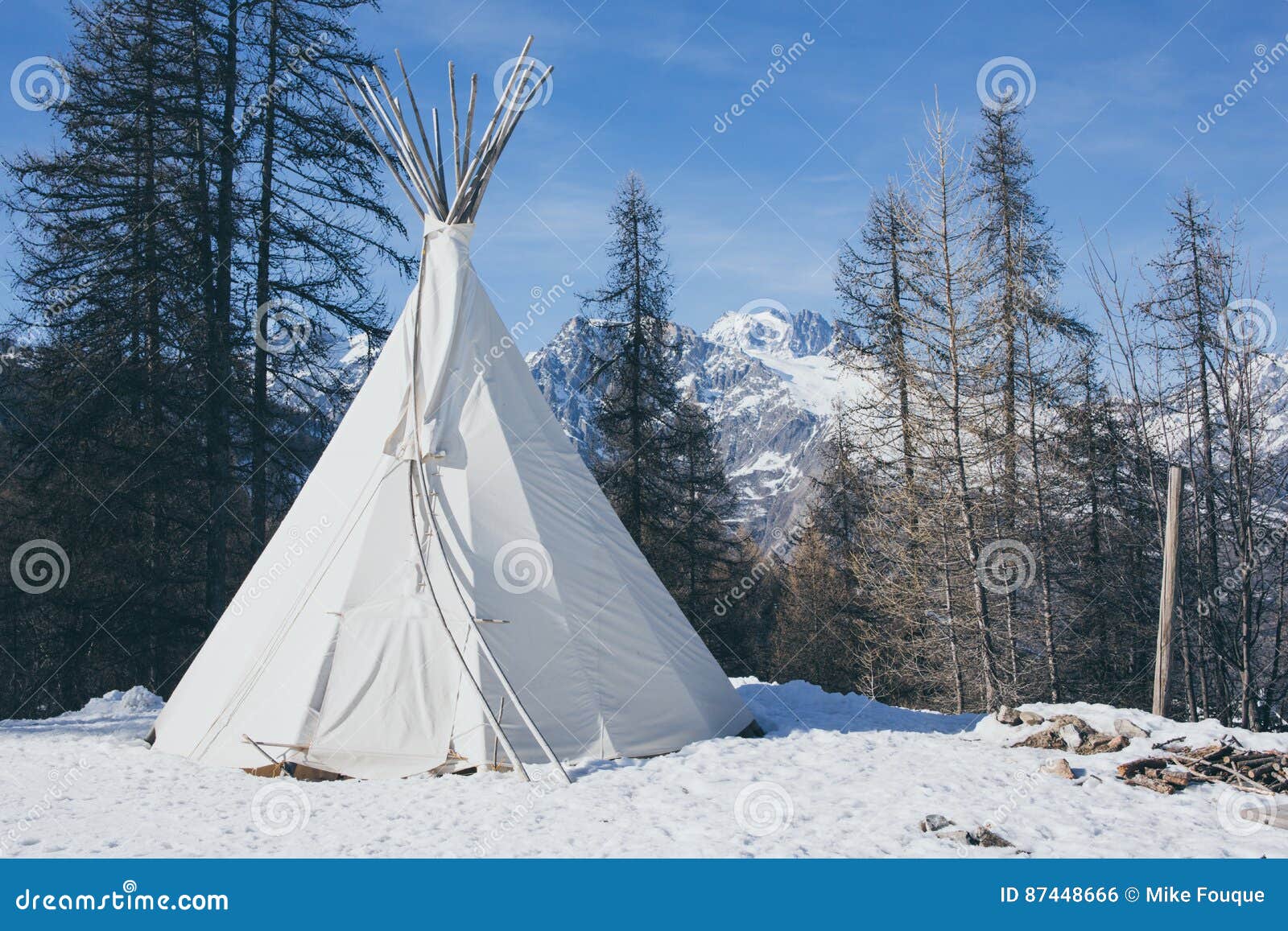 Teepee in the snow vintage stock photo. Image of mountain - 87448666