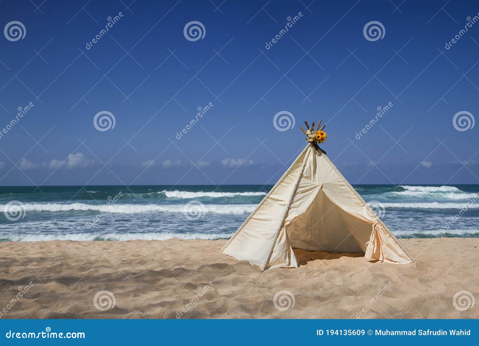 Teepee Tent with Flower on Top Stock Image - Image of indian, seashore ...