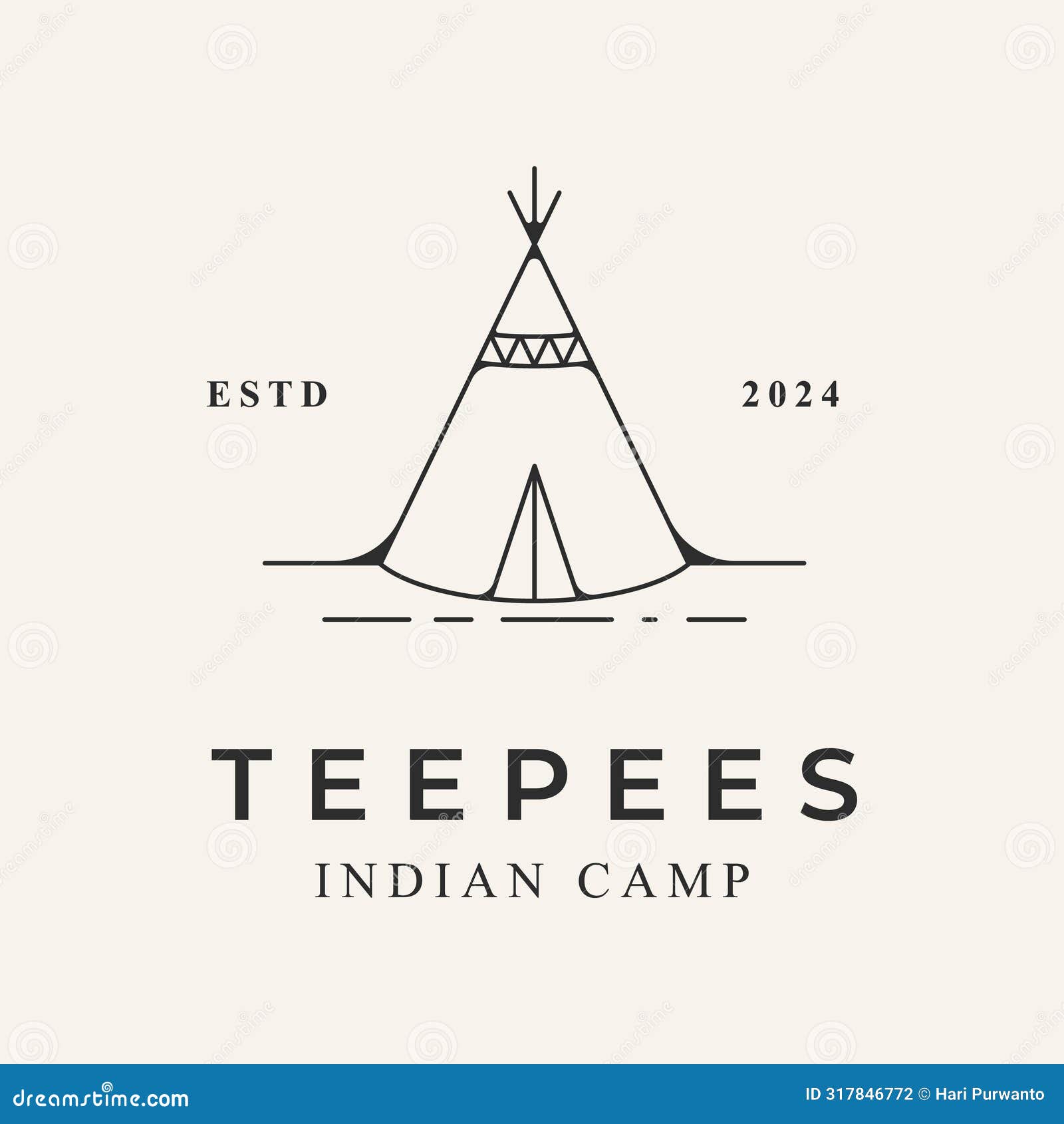 Minimalist Teepees Badge Template Logo Vector Illustration Line Art ...