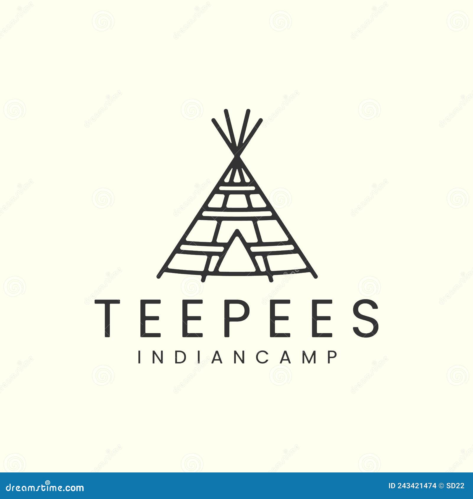 Teepees Line Art Style Logo Icon Template Design. Indian Camp Vector ...