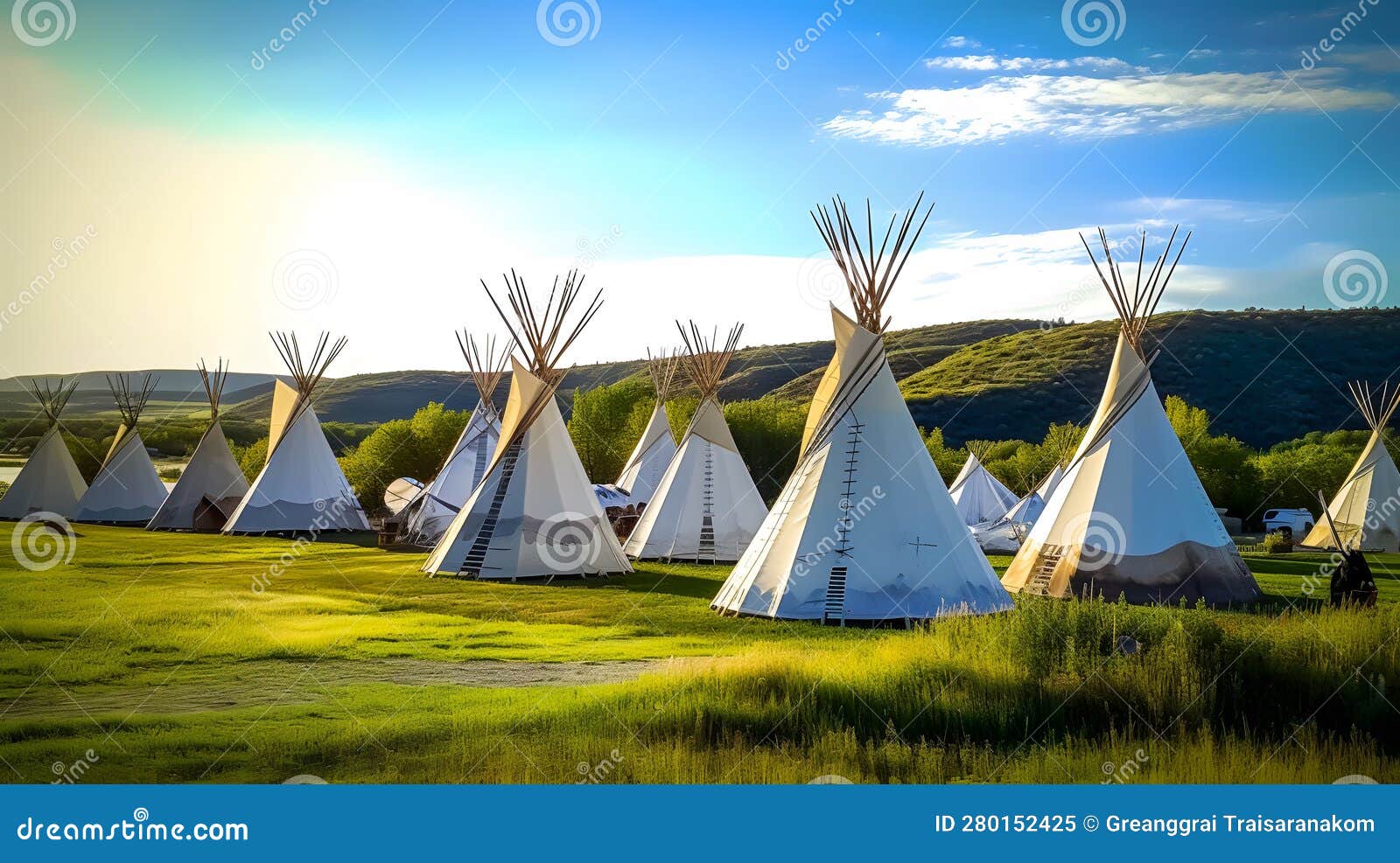 Teepees Stand In Native American Encampment. Royalty-Free Stock ...