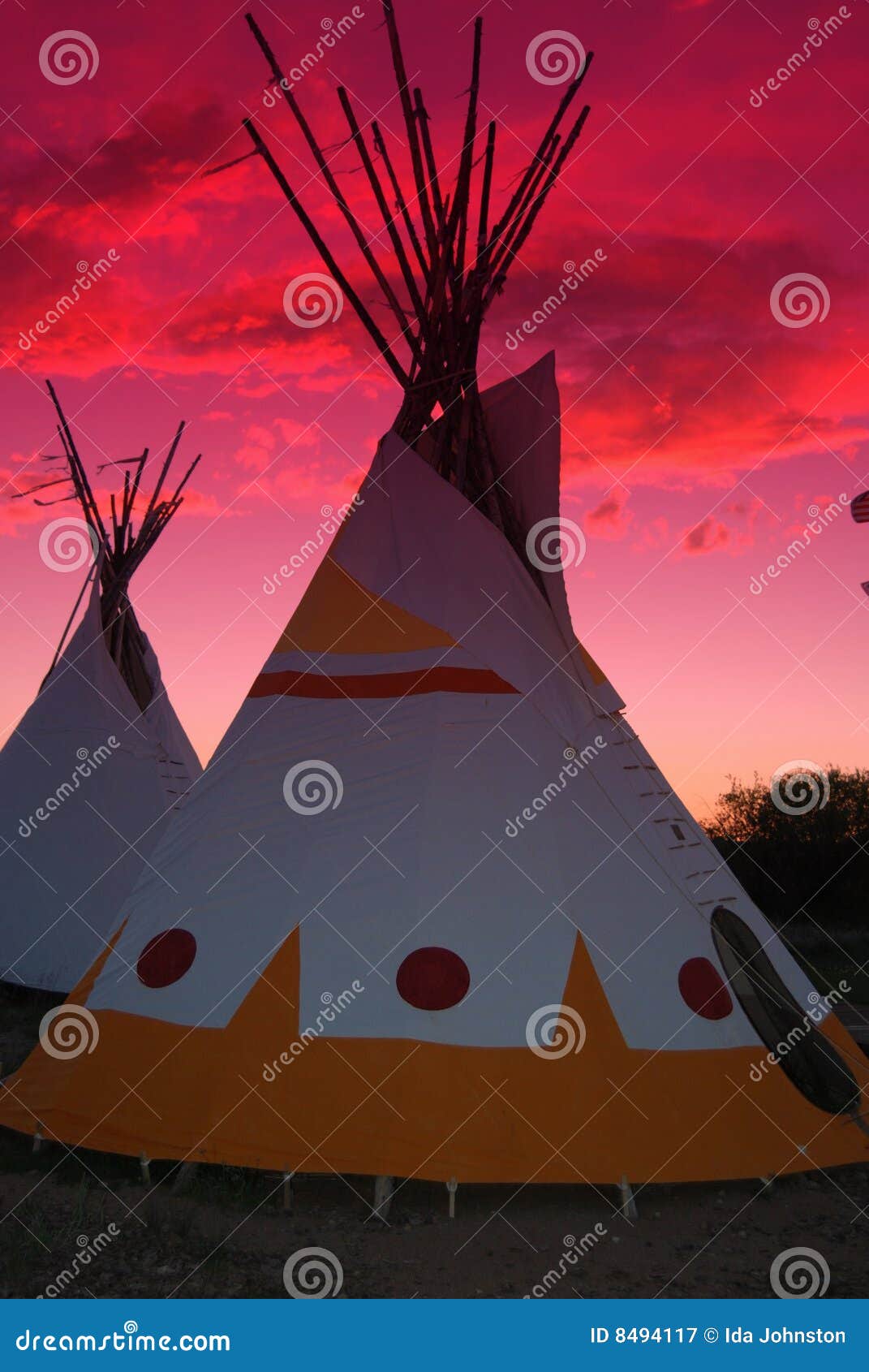 Teepees with Sunset stock image. Image of colorful, traditional - 8494117