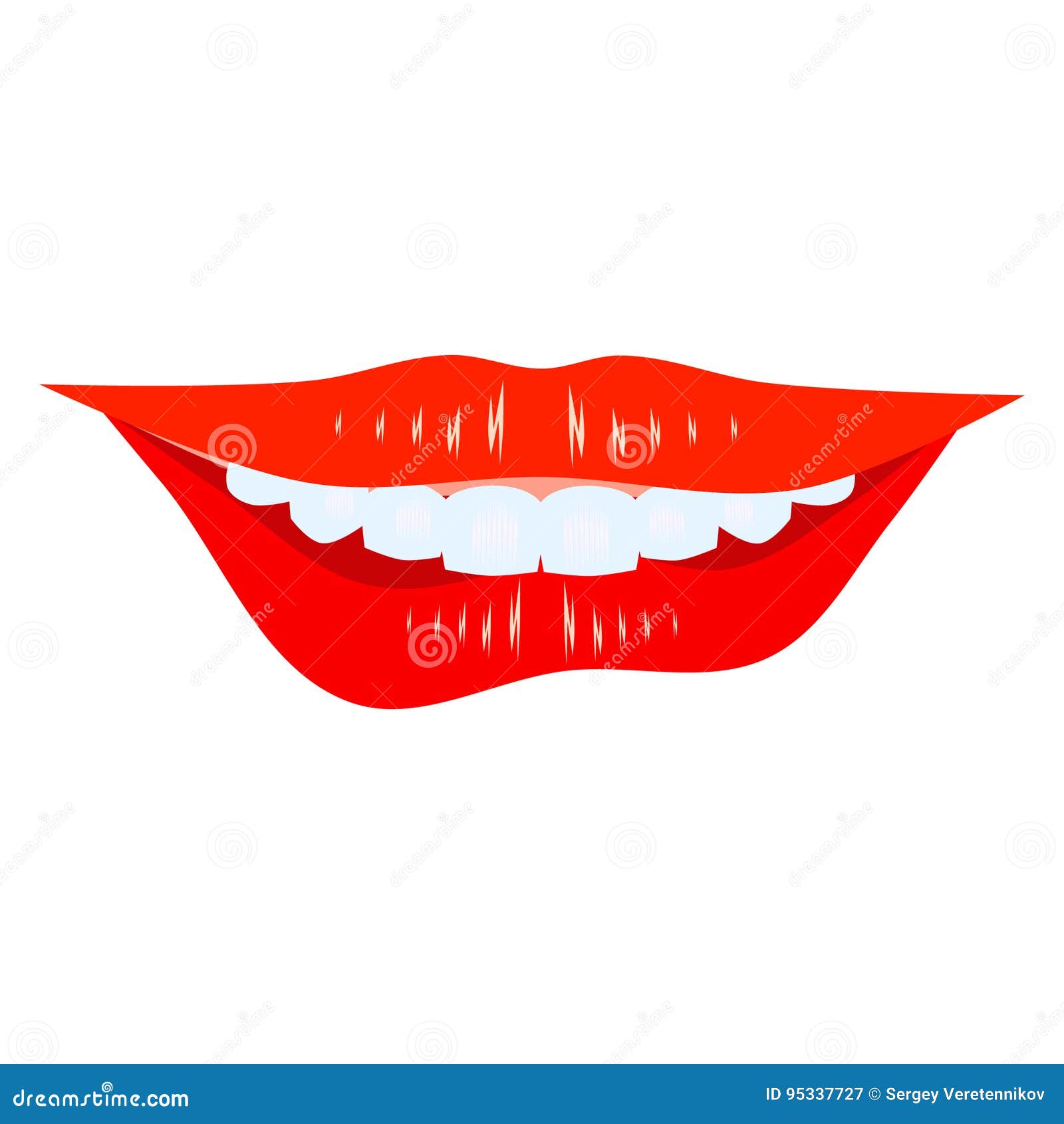 Teeth Biting Red Glossy Lips Female Mouth Stylish Women Lipstick ...