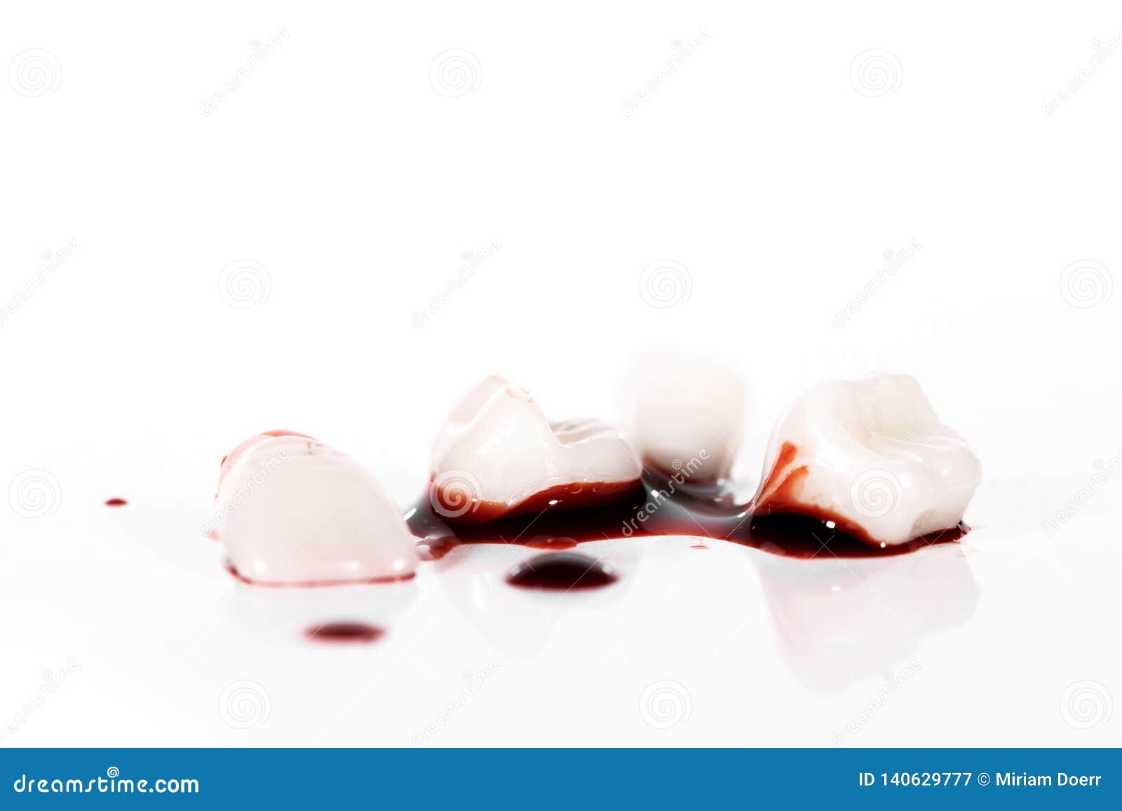 Teeth and Blood Drops in Front of White Background Stock Image - Image ...