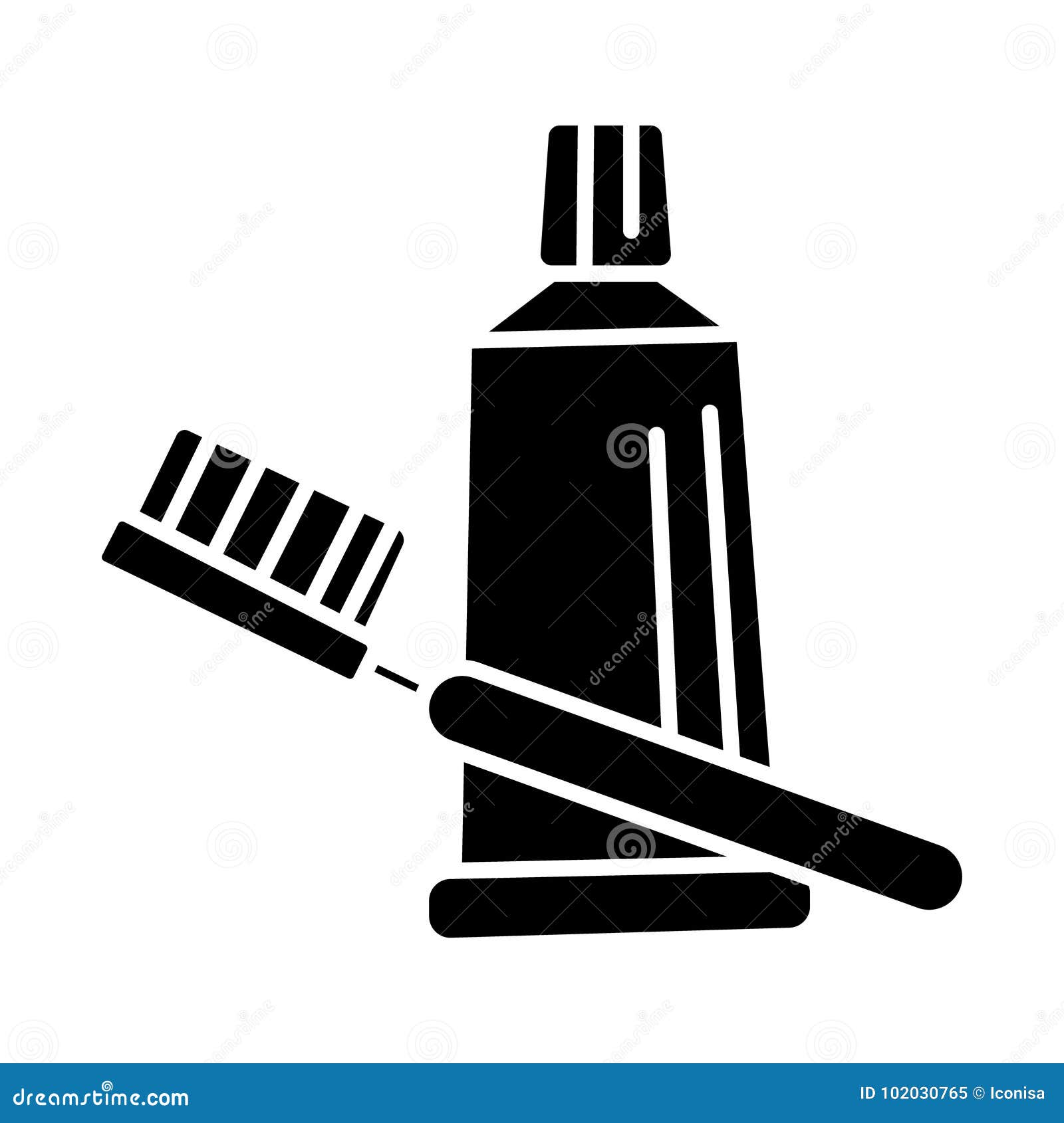 Teeth Brush Tooth Paste Icon, Vector Illustration, Black Sign on ...
