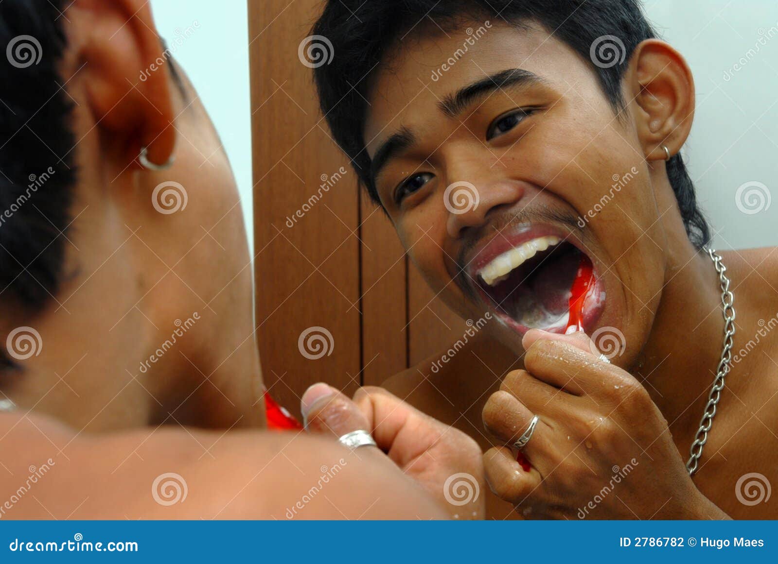 Teeth brushing Asian man stock photo. Image of people - 2786782