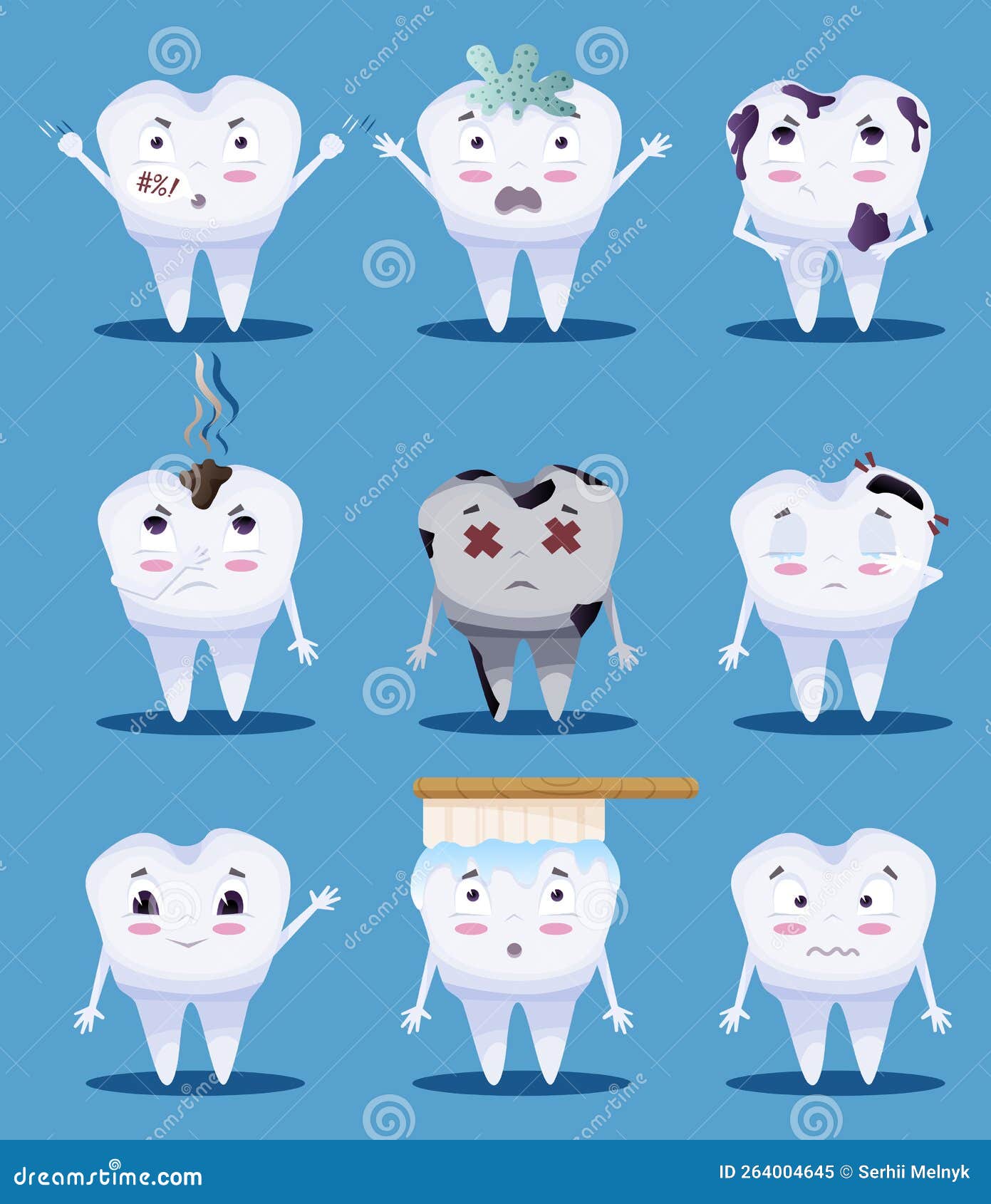Teeth cartoon characters stock vector. Illustration of cute - 264004645
