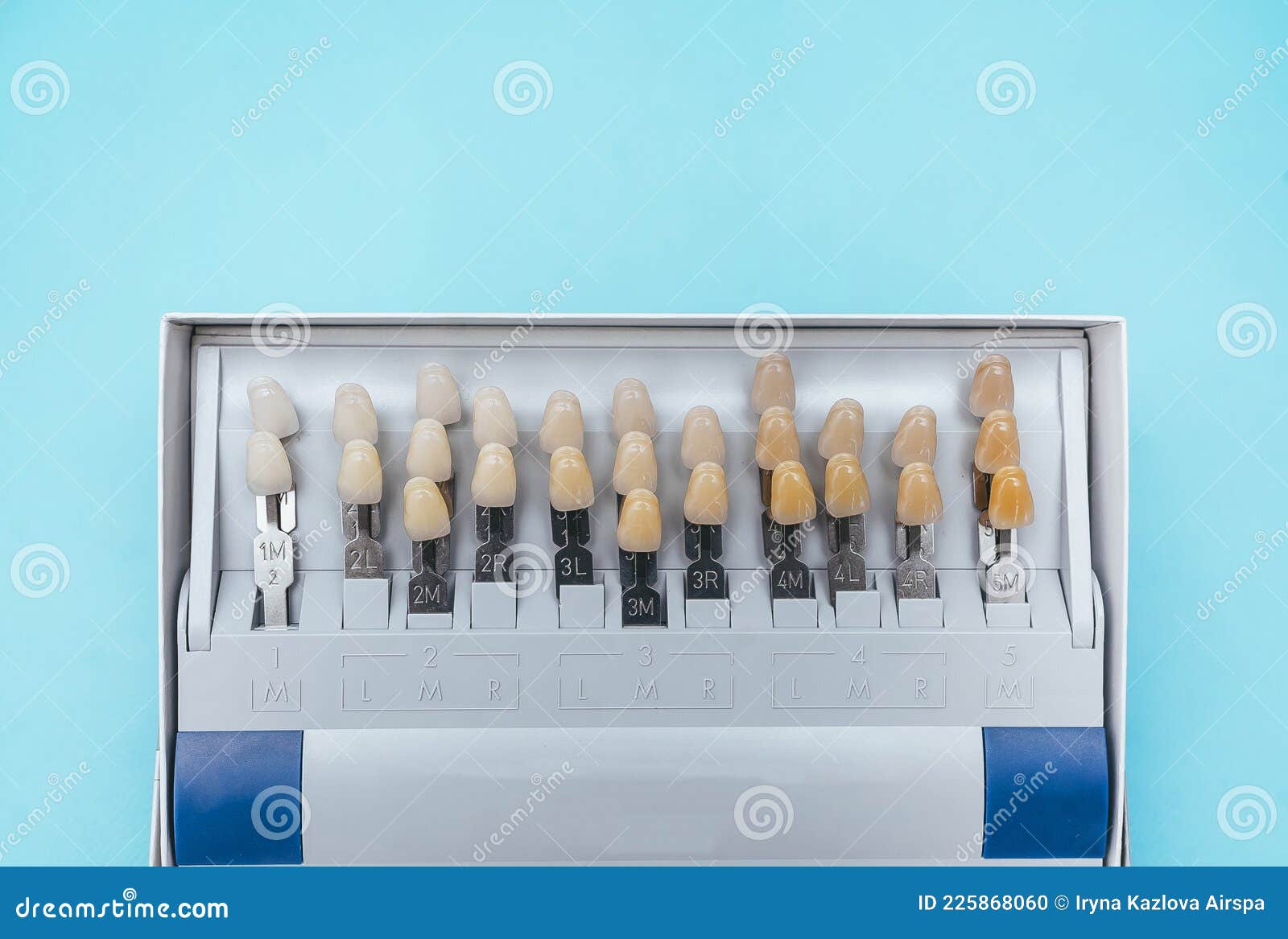 Teeth Color Samples on Blue Background Stock Photo - Image of person ...